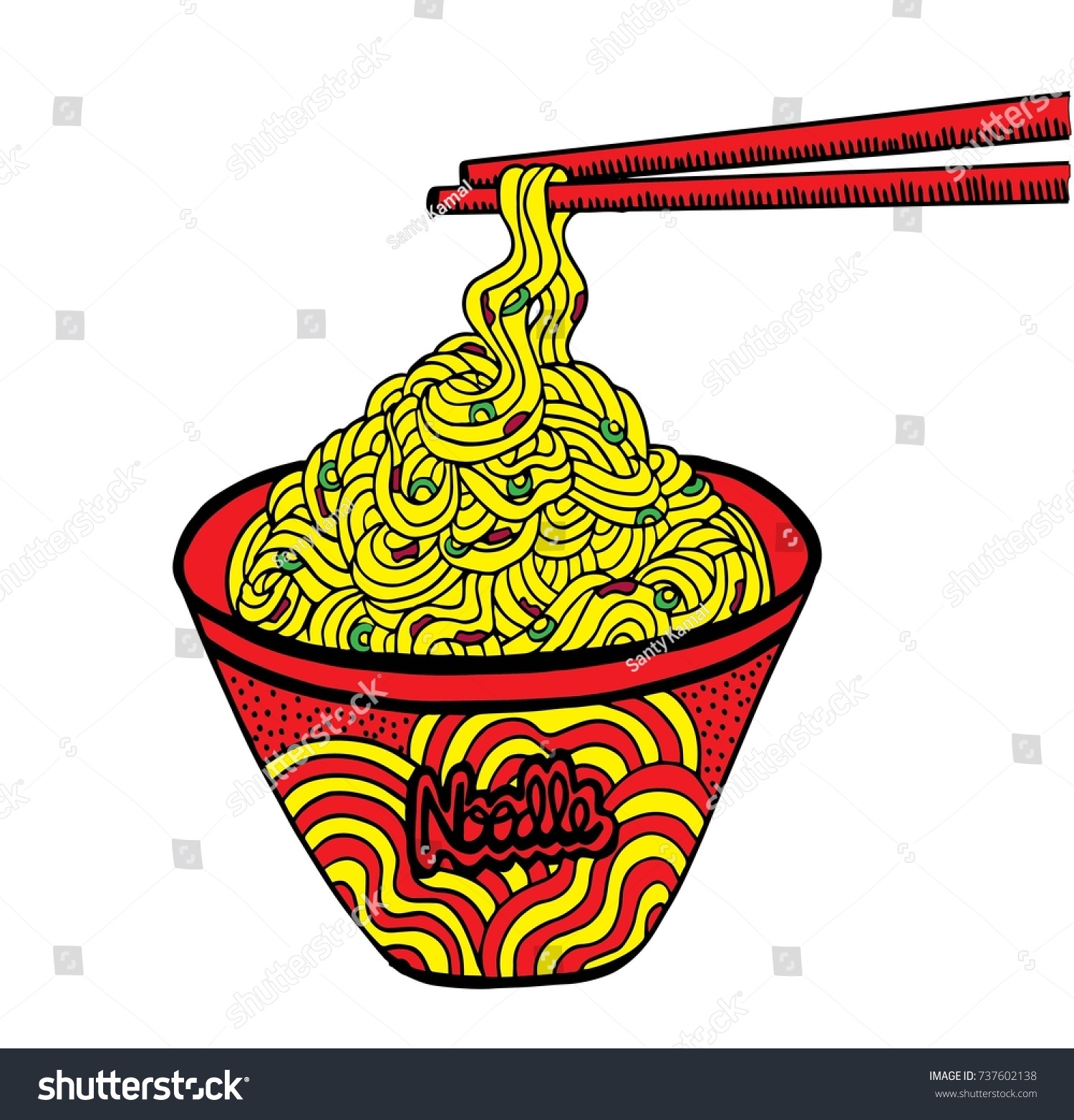 Doodle Noodle Hand Drawing Stock Vector (Royalty Free) 737602138 ...
