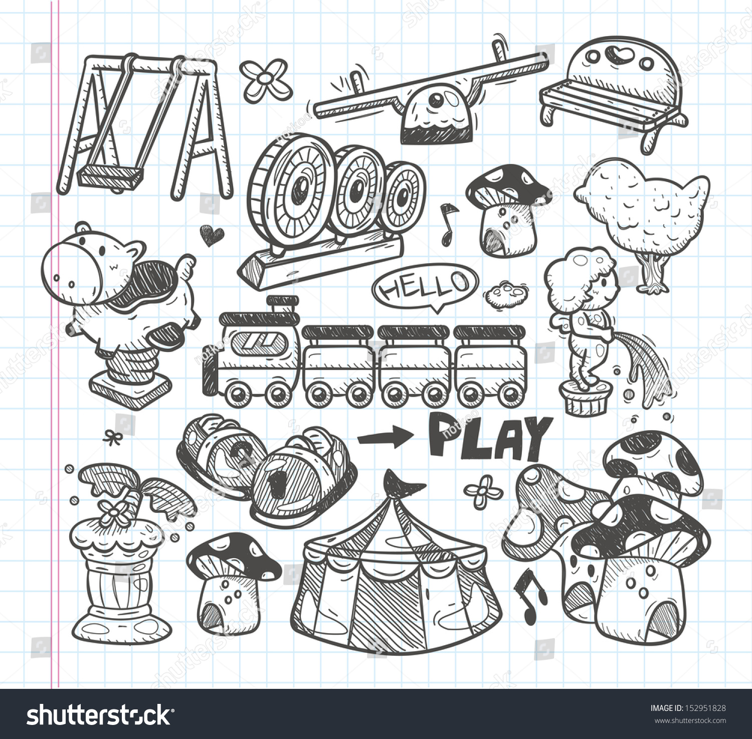 Doodle Playground Icons Stock Vector (Royalty Free) 152951828