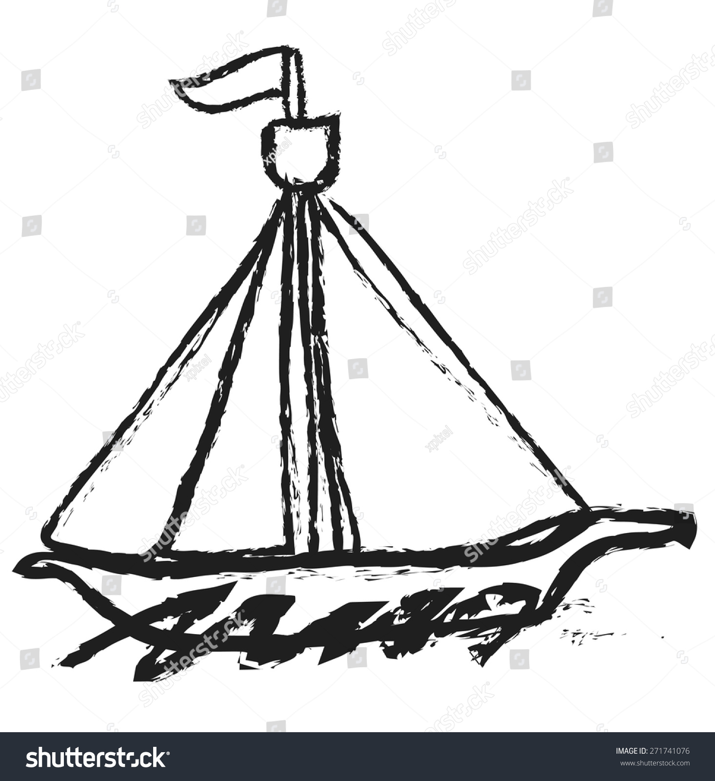 Doodle Sailboat Vector Stock Vector (Royalty Free) 271741076 | Shutterstock