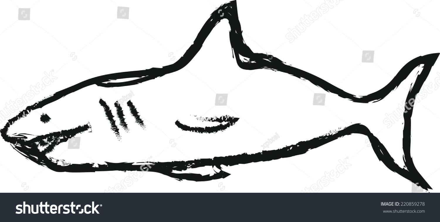 Doodle Shark Stock Vector 220859278 - Shutterstock