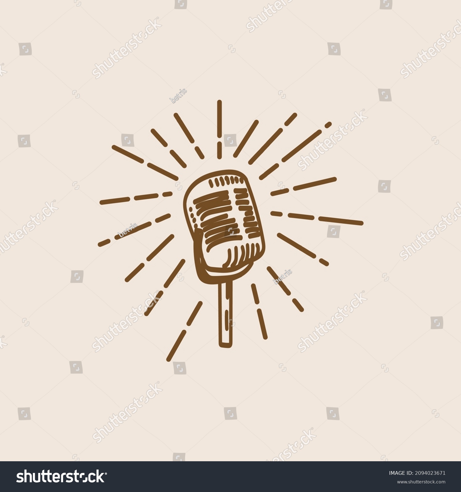 Doodle Sketch Art Vector Microphone Design Stock Vector (Royalty Free ...
