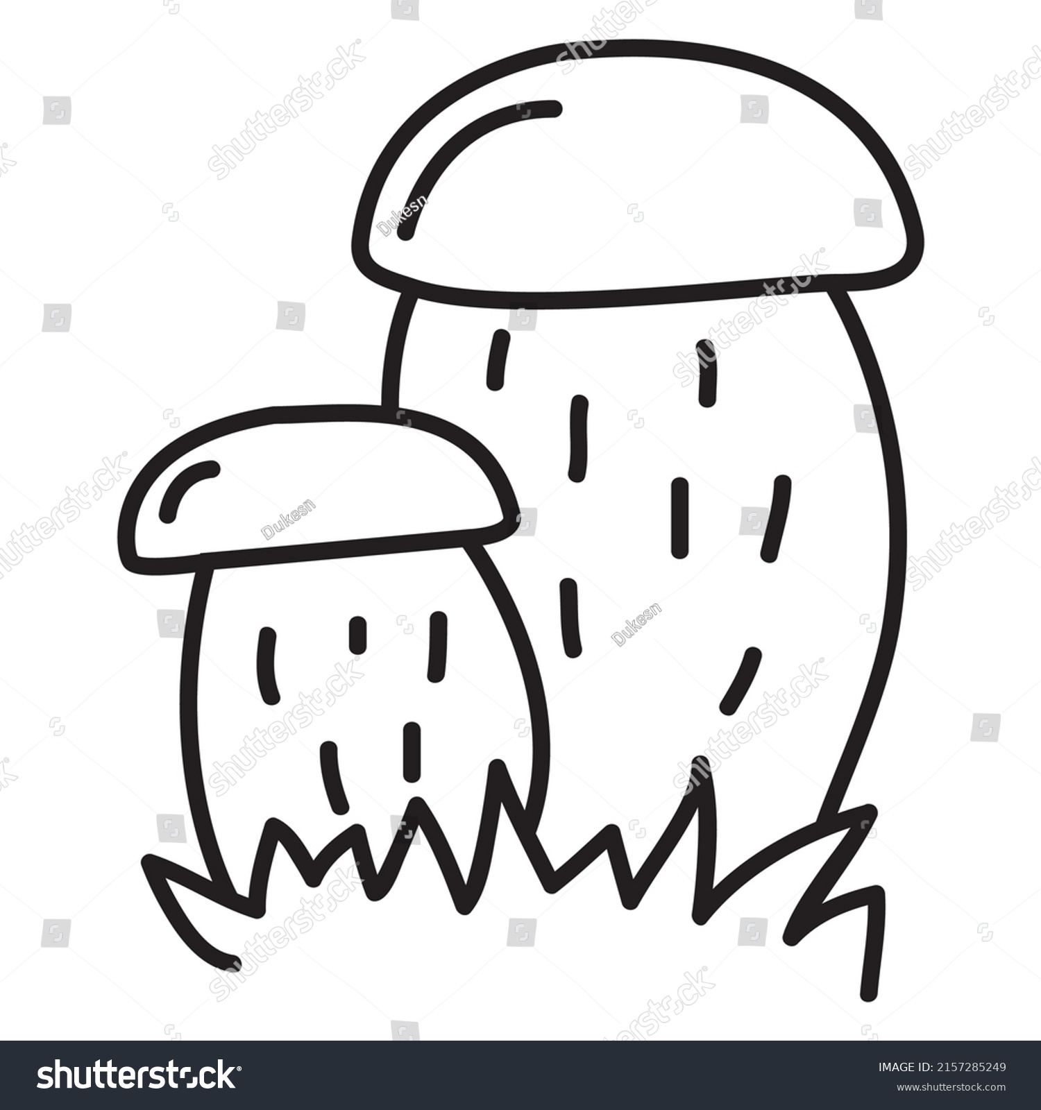 Doodle Sketch Aspen Mushroomscute Cartoon Stylevector Stock Vector Royalty Free 2157285249
