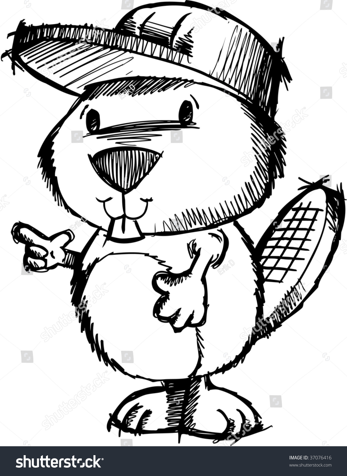 Dibujo de Doodle Sketch Beaver Vector: vector de stock (libre de ...