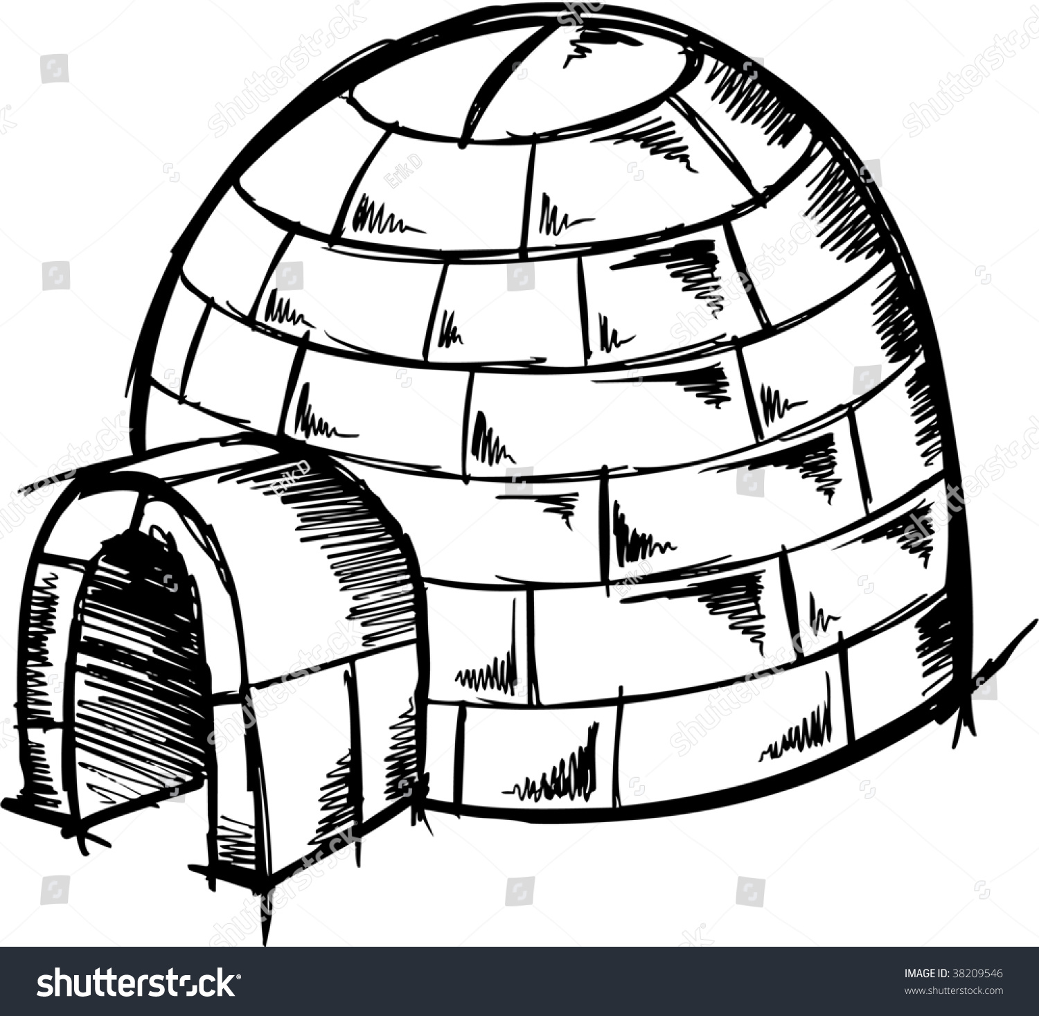 Doodle Sketch Igloo Vector Illustration - 38209546 : Shutterstock