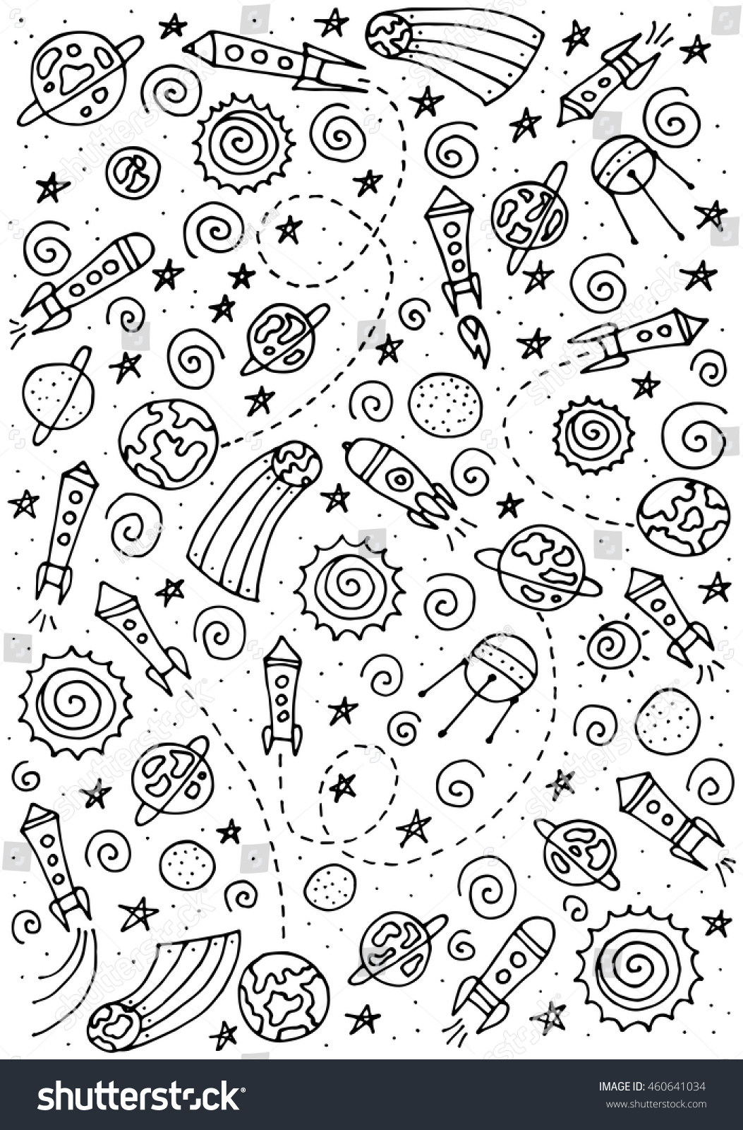 Doodle Space Elements Vector Illustration Hand: vector de stock (libre ...