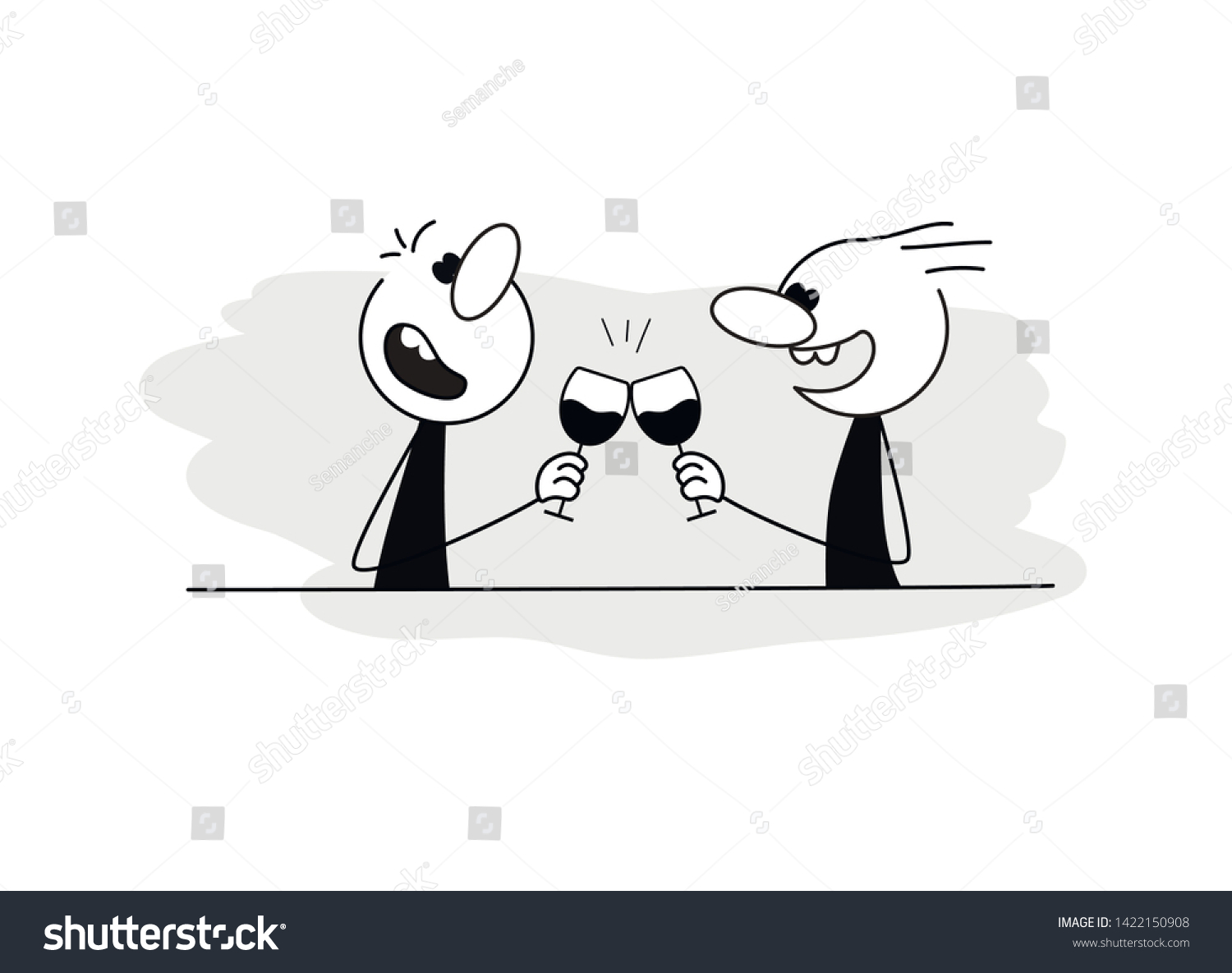 Doodle Stick Figure Men Drinking Wine Stock Vector (Royalty Free ...