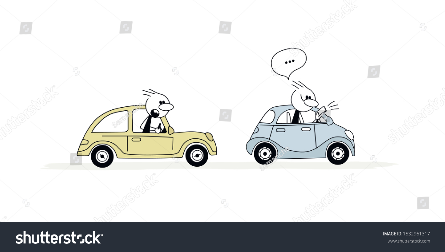 Doodle Stick Figure Two Drivers Vector: vector de stock (libre de ...