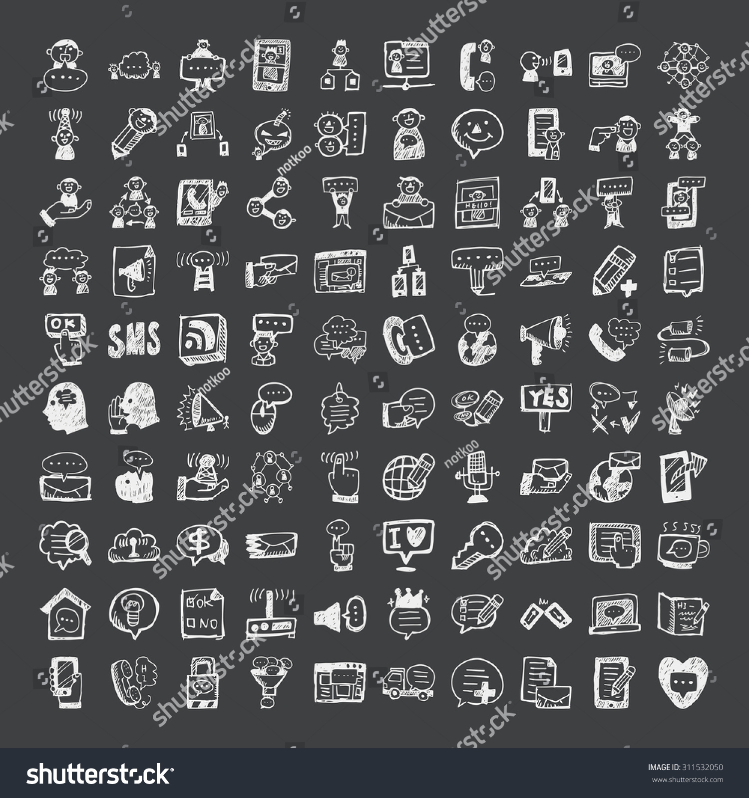 Doodle Style Communication Icons: เวกเตอร์สต็อก (ปลอดค่าลิขสิทธิ์ ...