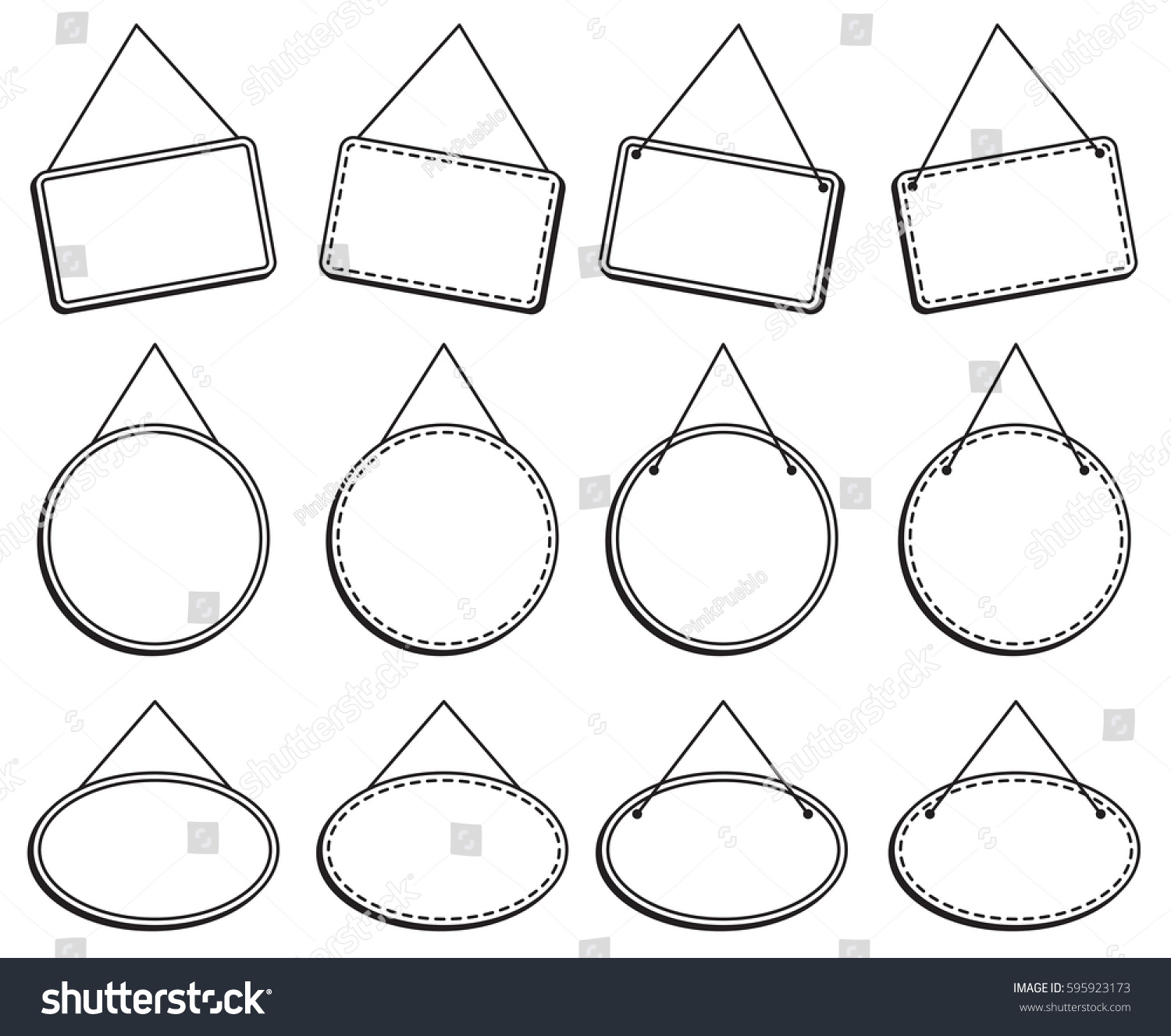 Doodle Style Hanging Signs Frames Vector Stock Vector (Royalty Free ...