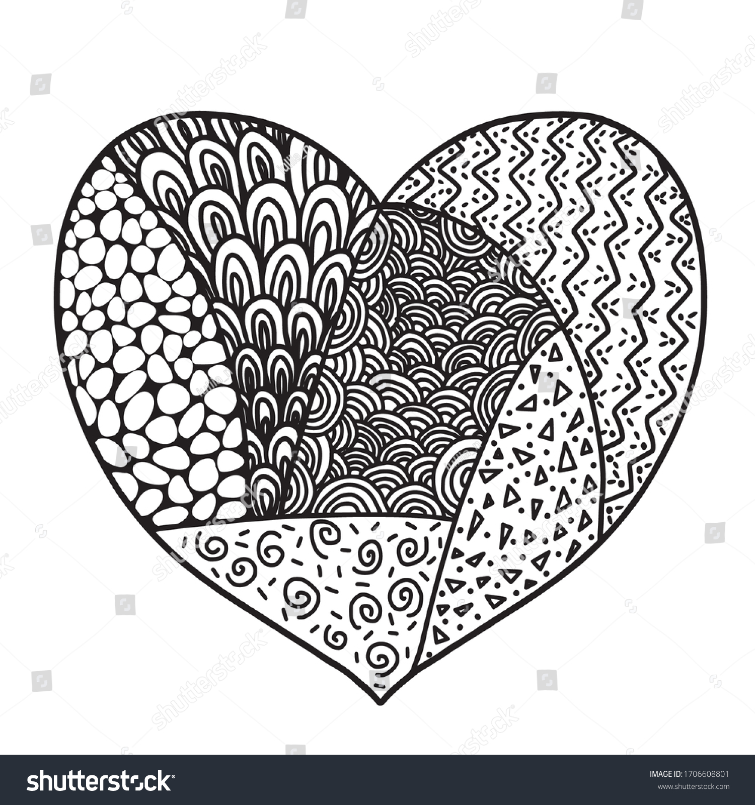 Doodle Style Heart Different Patterns Inside Stock Vector (Royalty Free ...