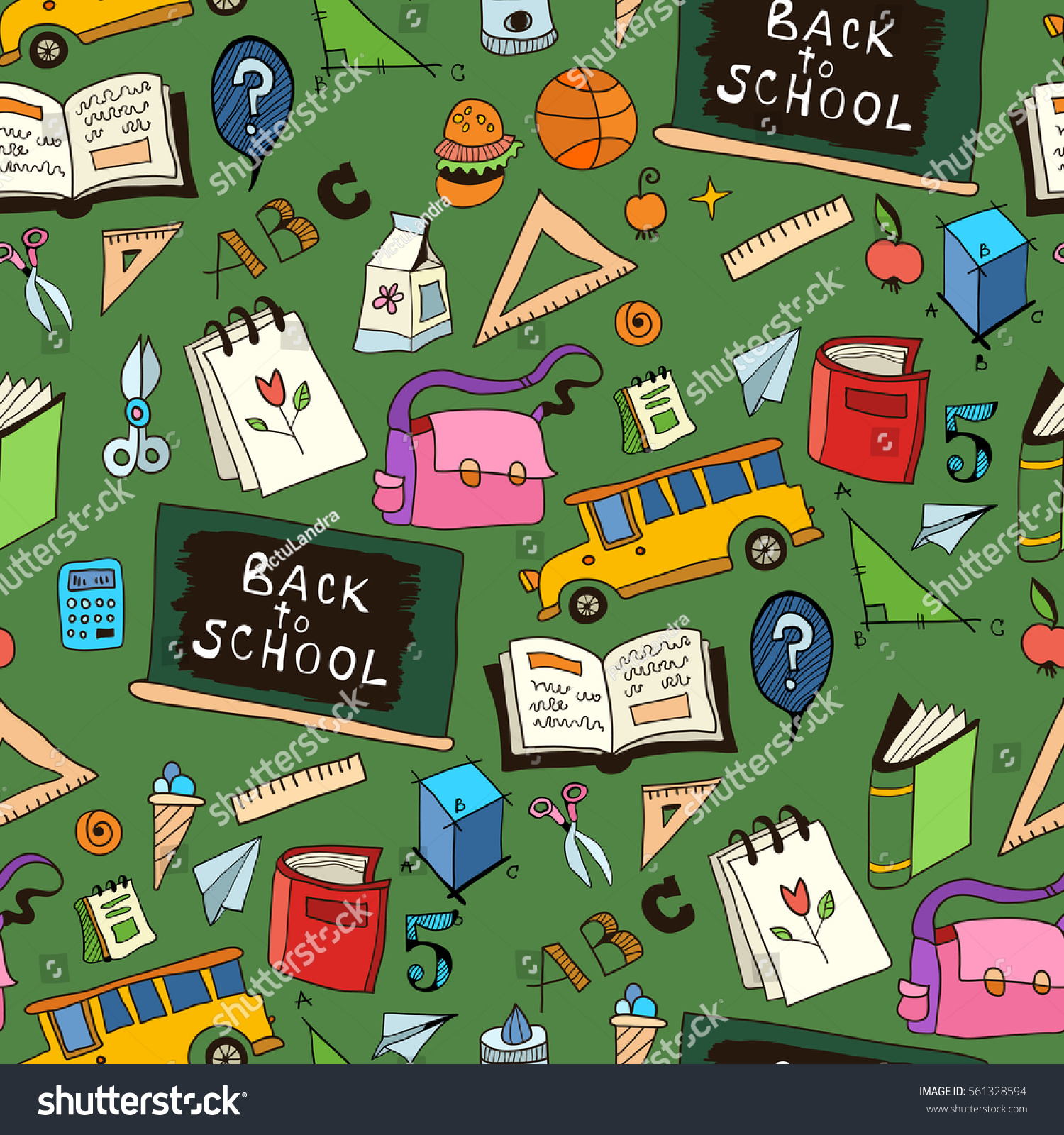 Doodle Vector Seamless Background School Icons Stock Vector 561328594 ...