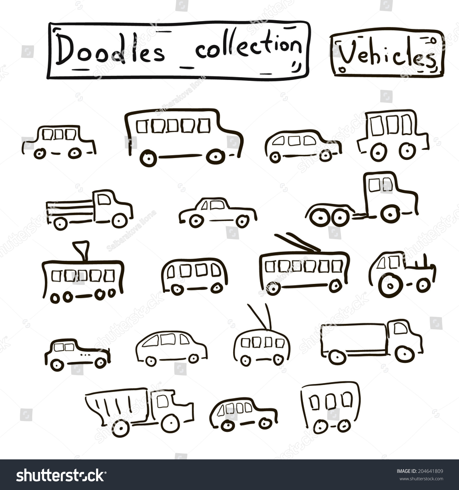 Doodle Vehicles Collection Vector Eps10 Stock Vector (Royalty Free ...