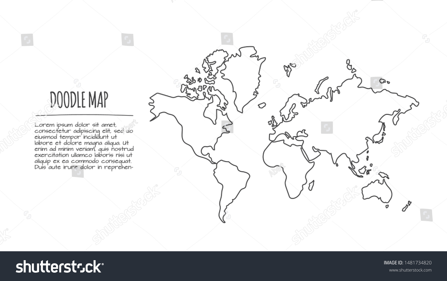 Doodle World Map Vector Hand Drawn: vector de stock (libre de regalías ...
