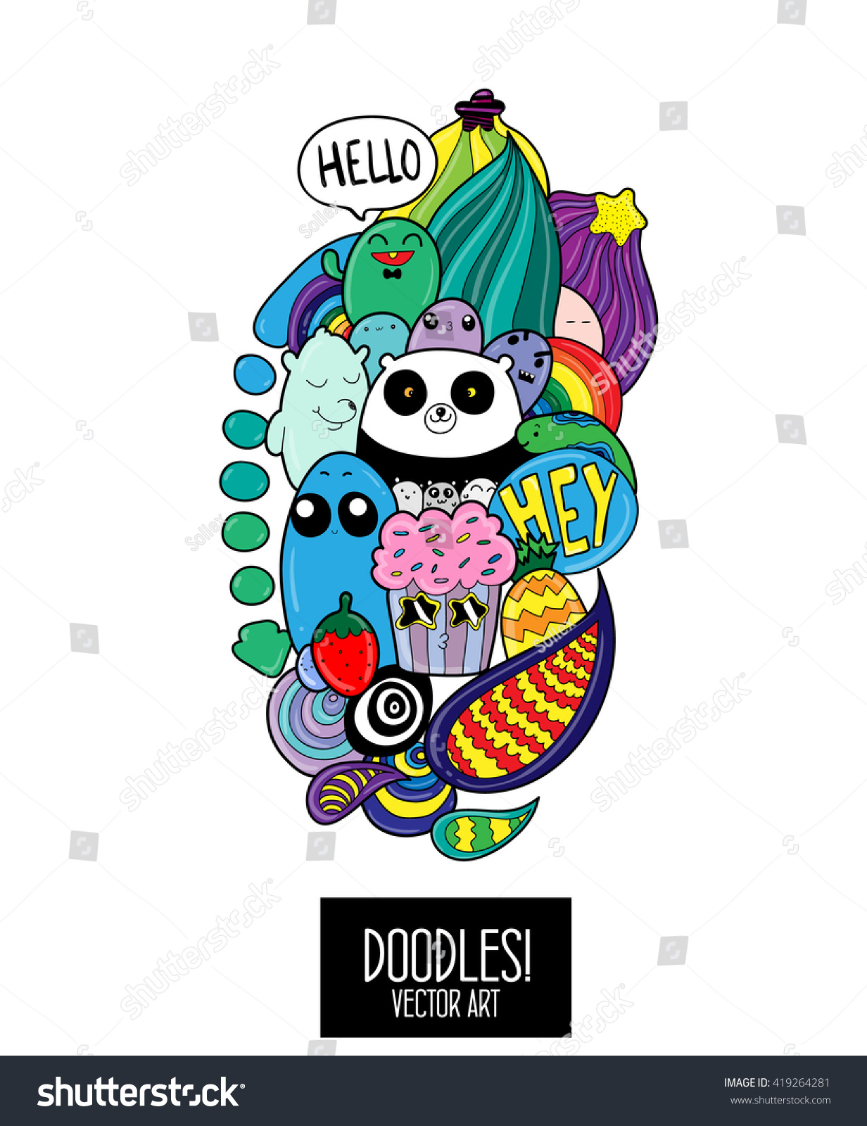 Doodles High Quality Isolated Colorful Vector Stock Vector (Royalty ...