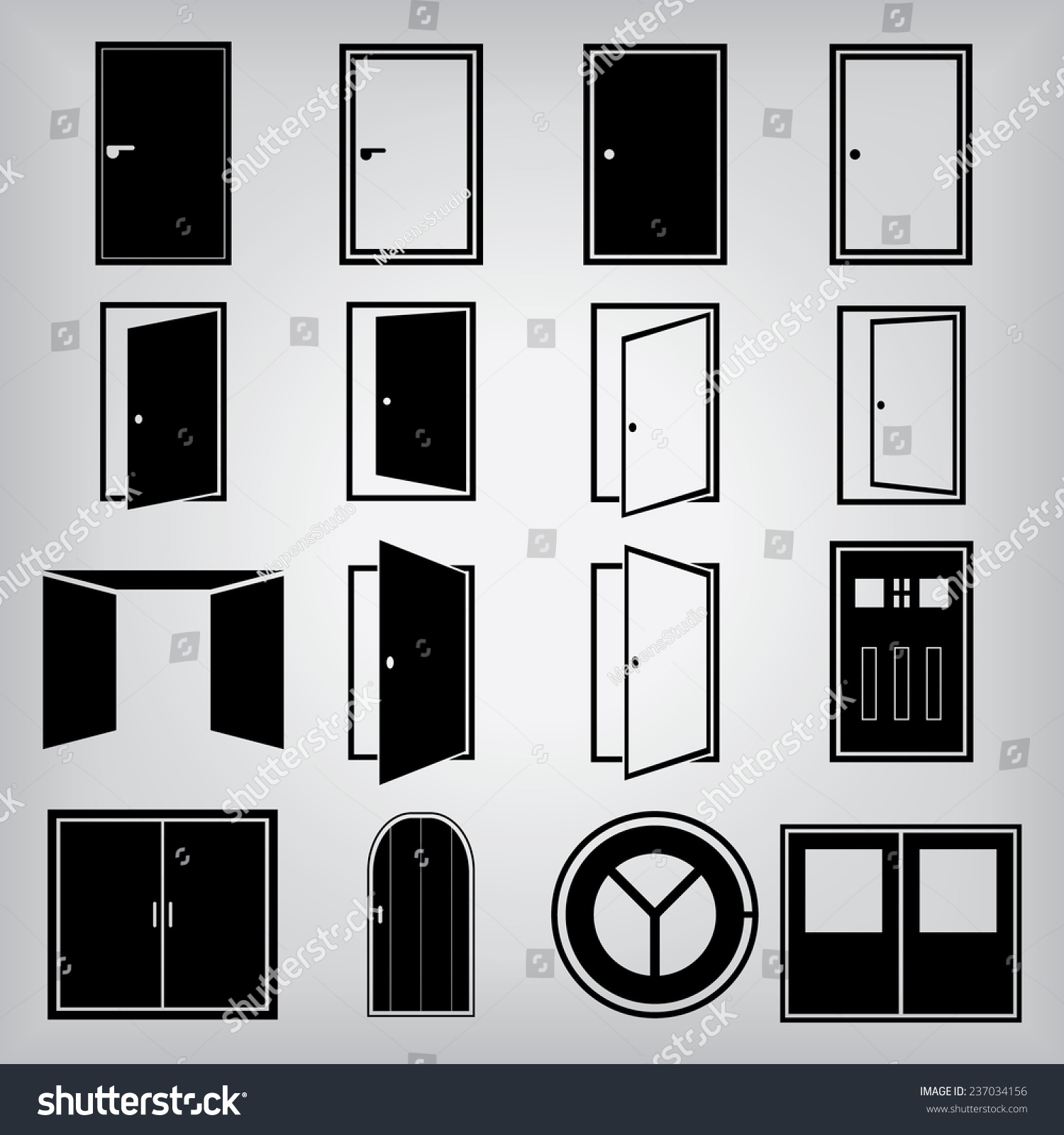 Icônes Porte : image vectorielle de stock (libre de droits) 237034156 ...