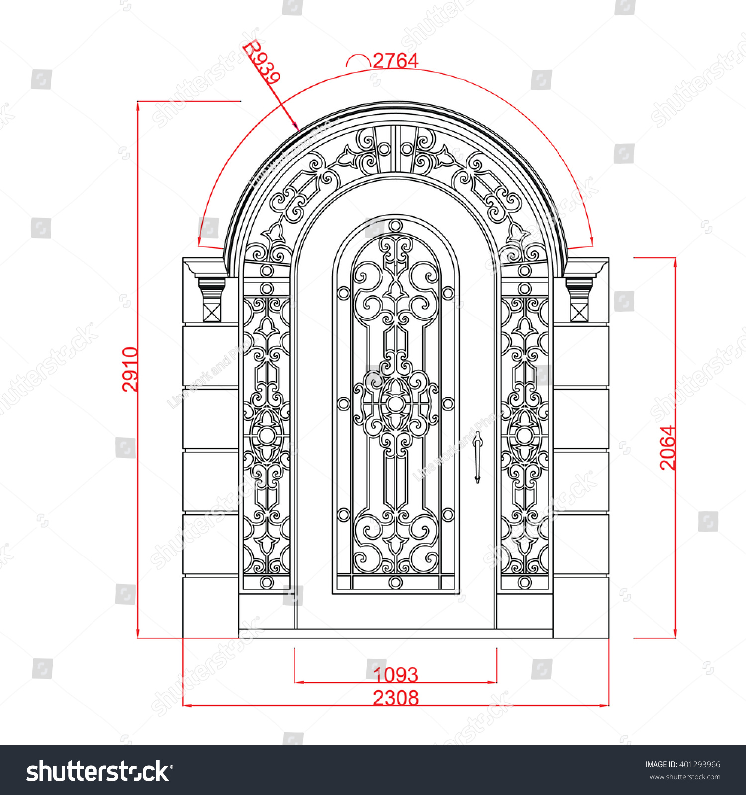 Door Vector Line Work Black Paint Stock Vector (Royalty Free) 401293966