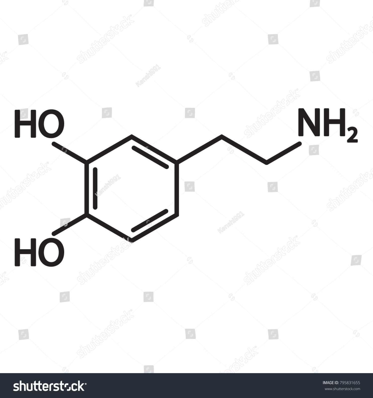 Dopamine Molecular Structural Chemical Formula Vector Stock Vector ...