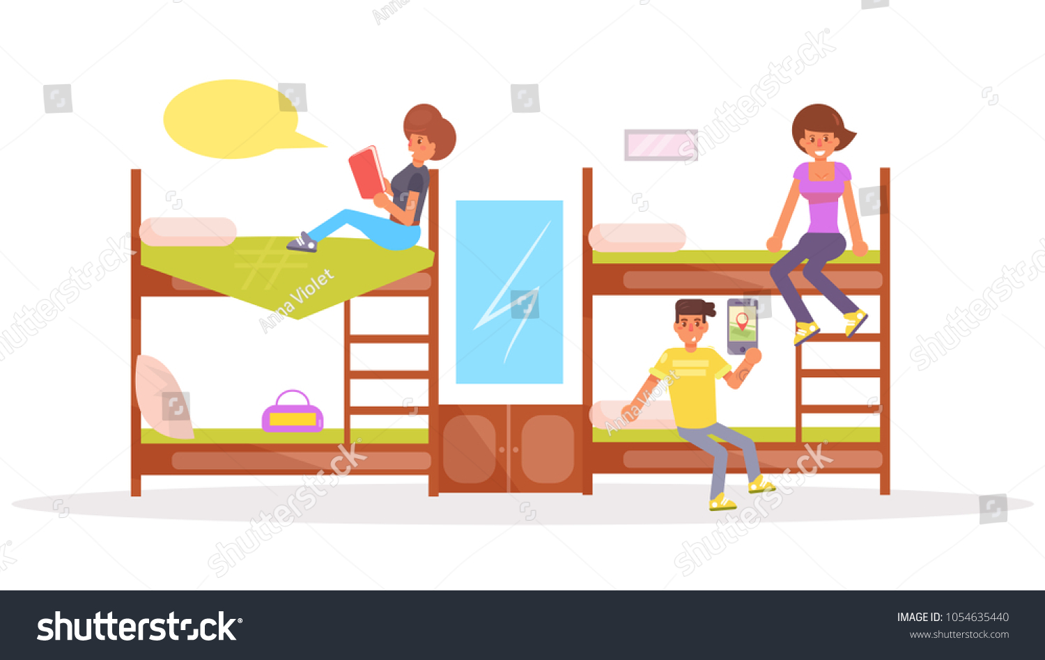 Vektor Stok Dormitory Vector Cartoon Isolated Art On (Tanpa Royalti ...
