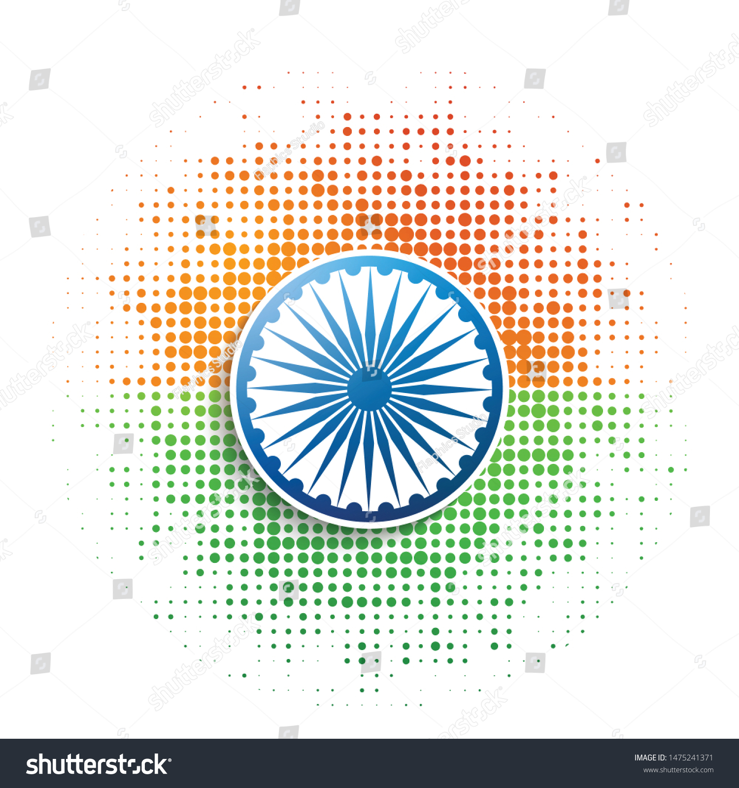 Dot Pattern Indian Flag Plain Bg Stock Vector (Royalty Free) 1475241371