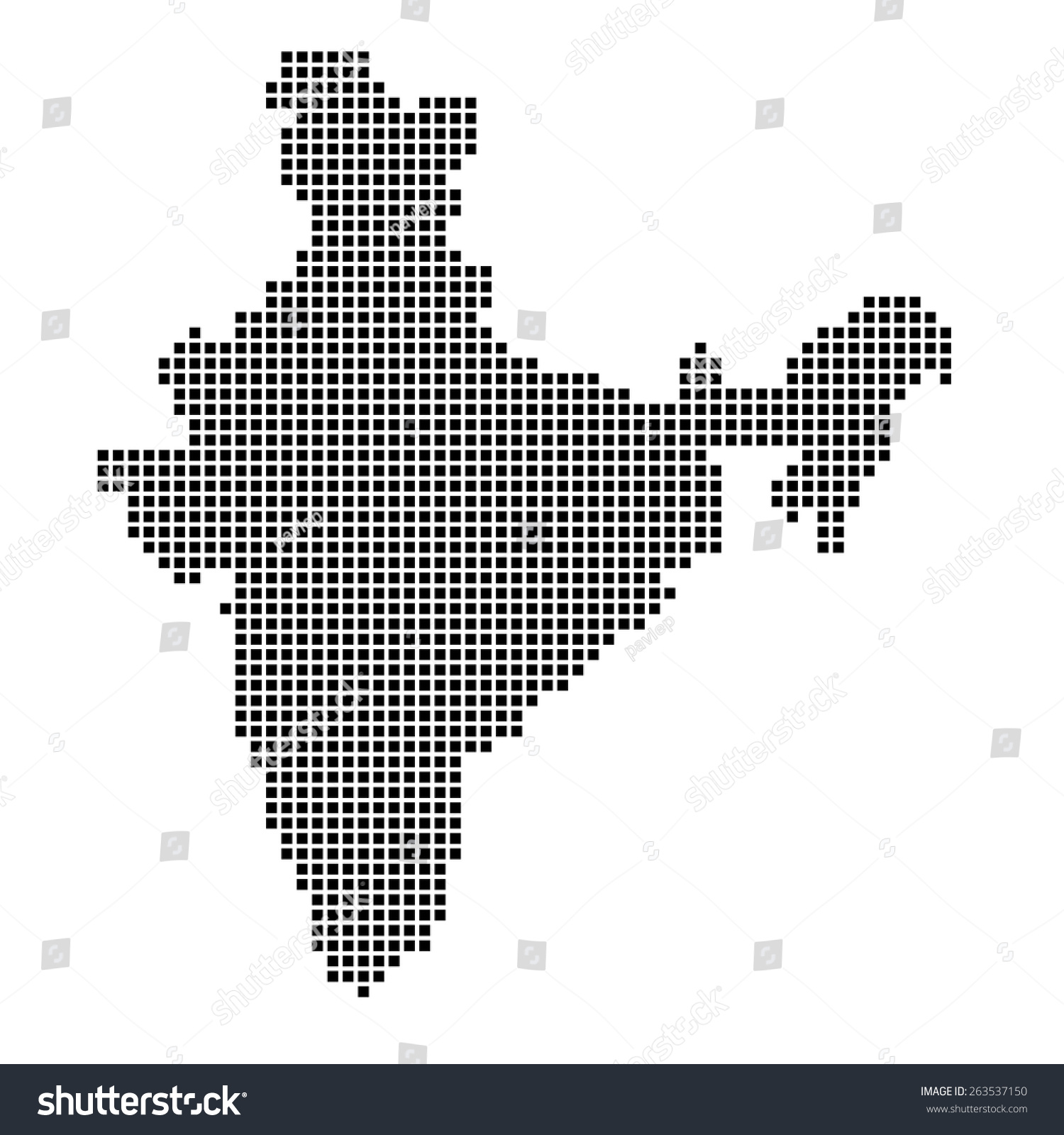 Dotted India Map Black 스톡 벡터(로열티 프리) 263537150 | Shutterstock