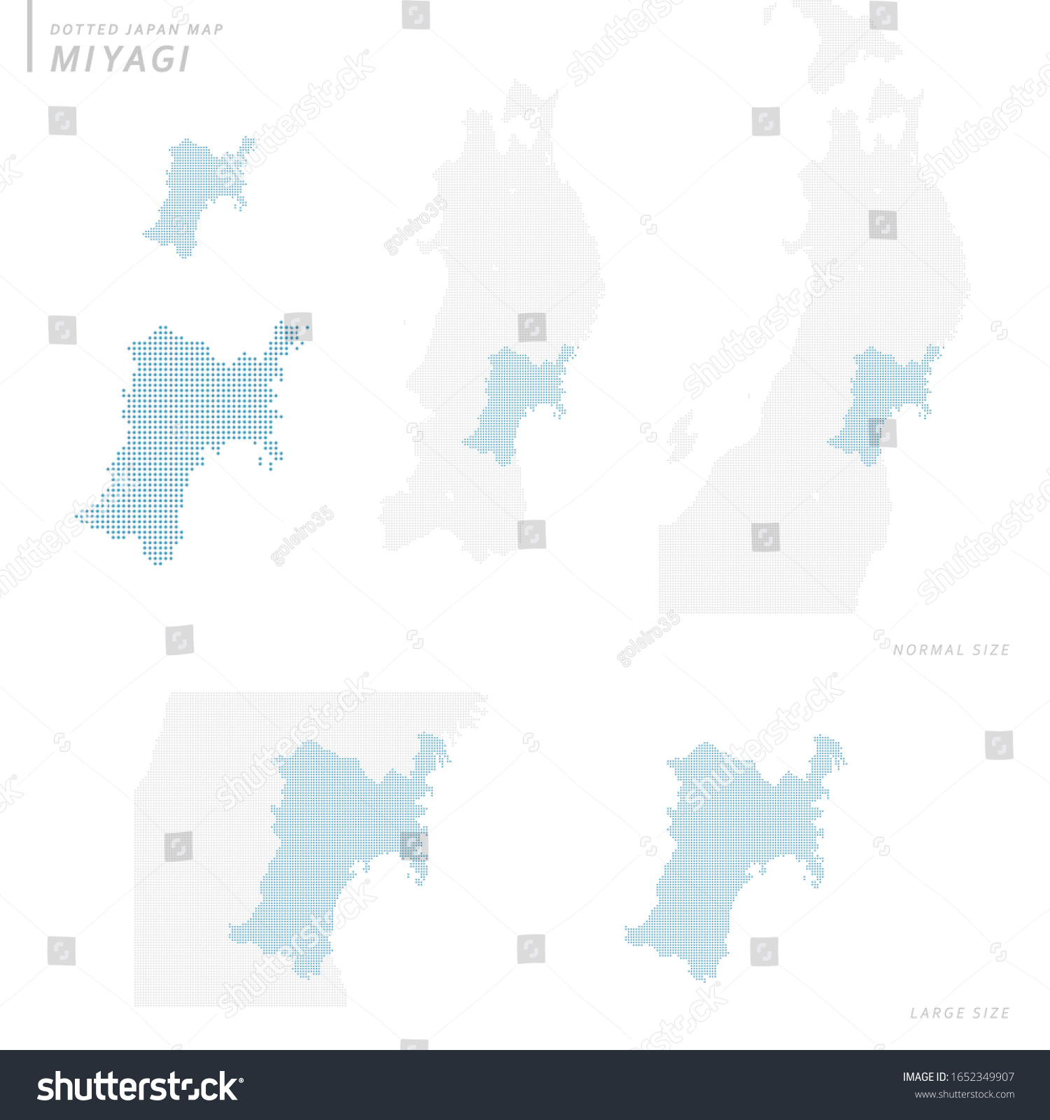 Dotted Japan Map Set Miyagi Stock Vector (Royalty Free) 1652349907 ...