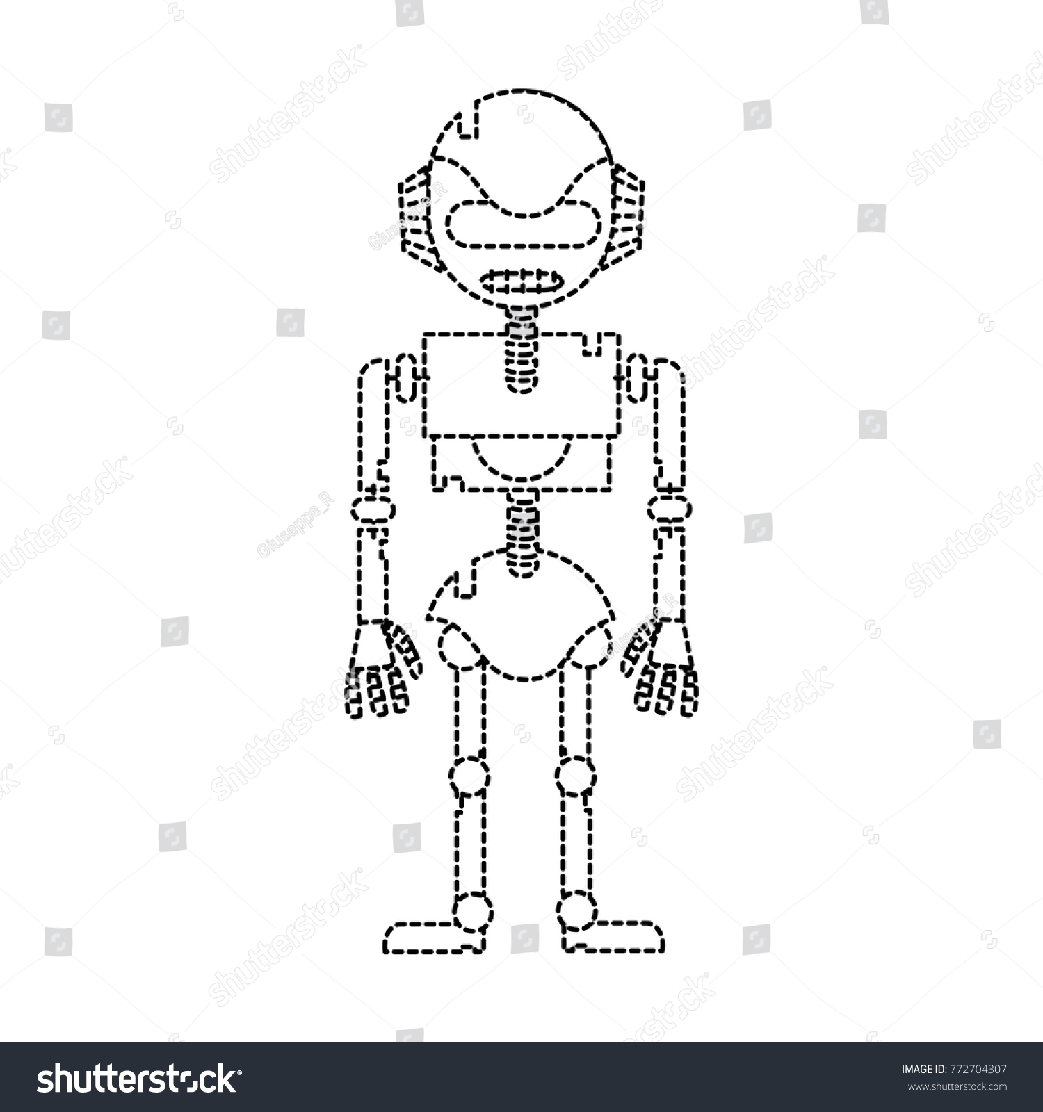 Dotted Shape Technology Robot Robotic Body: vector de stock (libre de ...