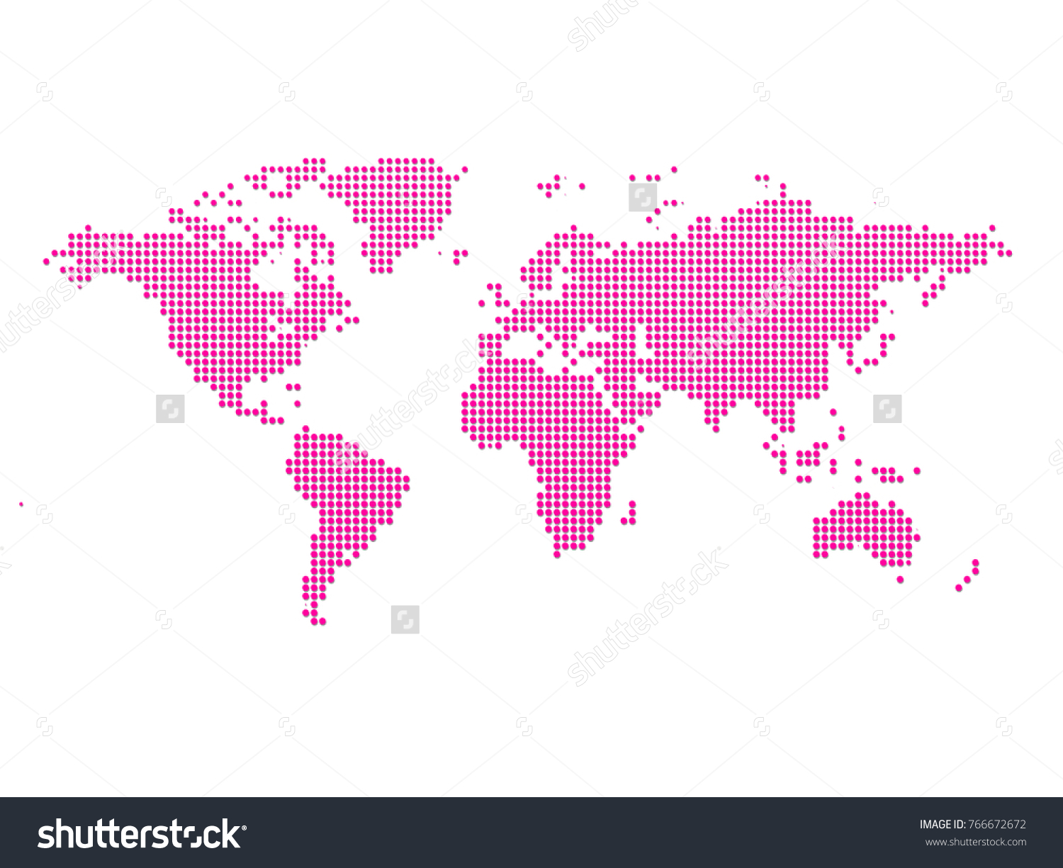 Dotted World Map Pink Color Vector: vector de stock (libre de regalías ...