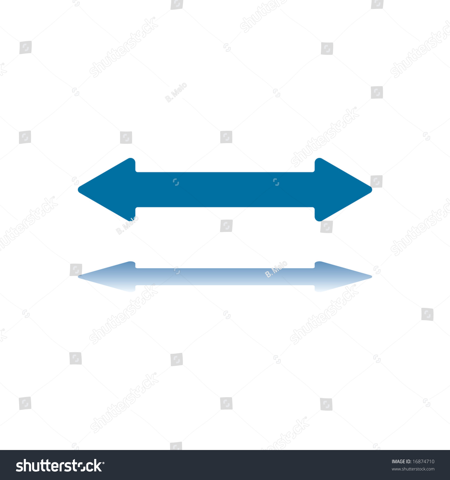Double Arrowhead Horizontal Arrow Reflecting On Stock Vector (Royalty ...