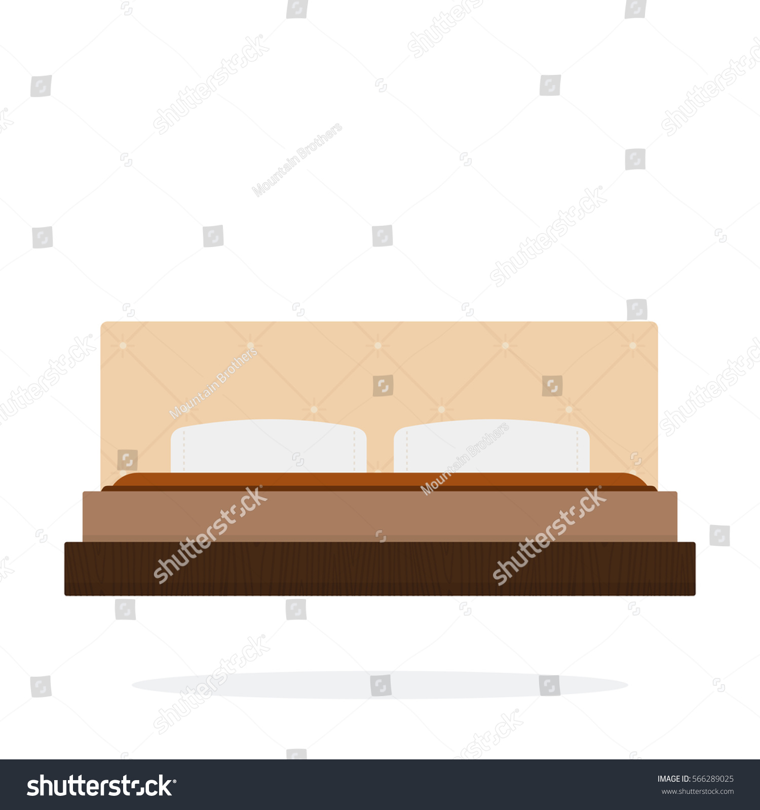 Double Bed Vector Flat Material Design Stock Vector (Royalty Free ...