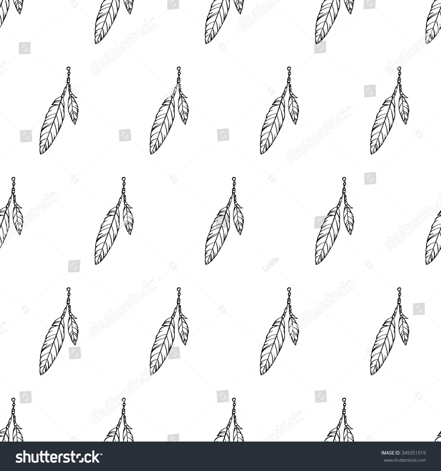 Double Black Line Feathers White Background Stock Vector (Royalty Free ...