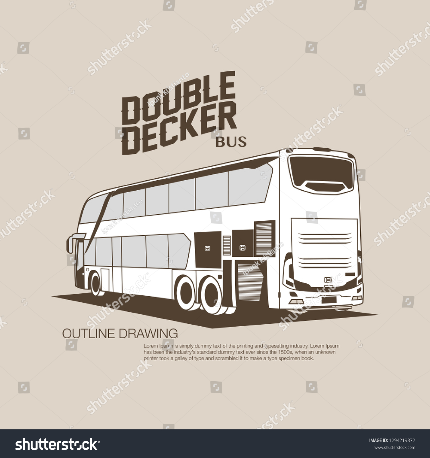 Double Decker Bus Outline Drawing Vector: vector de stock (libre de ...