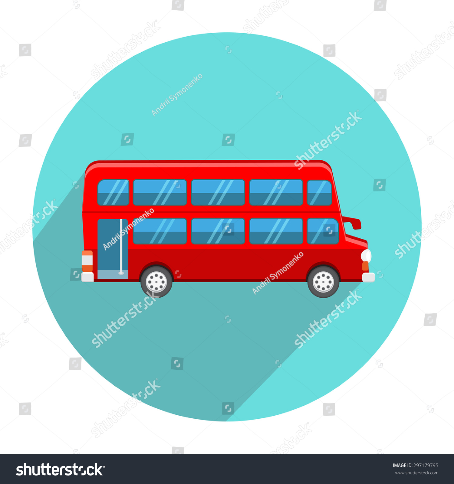 Double Decker Red Bus Icon Flat Stock Vector (Royalty Free) 297179795 ...