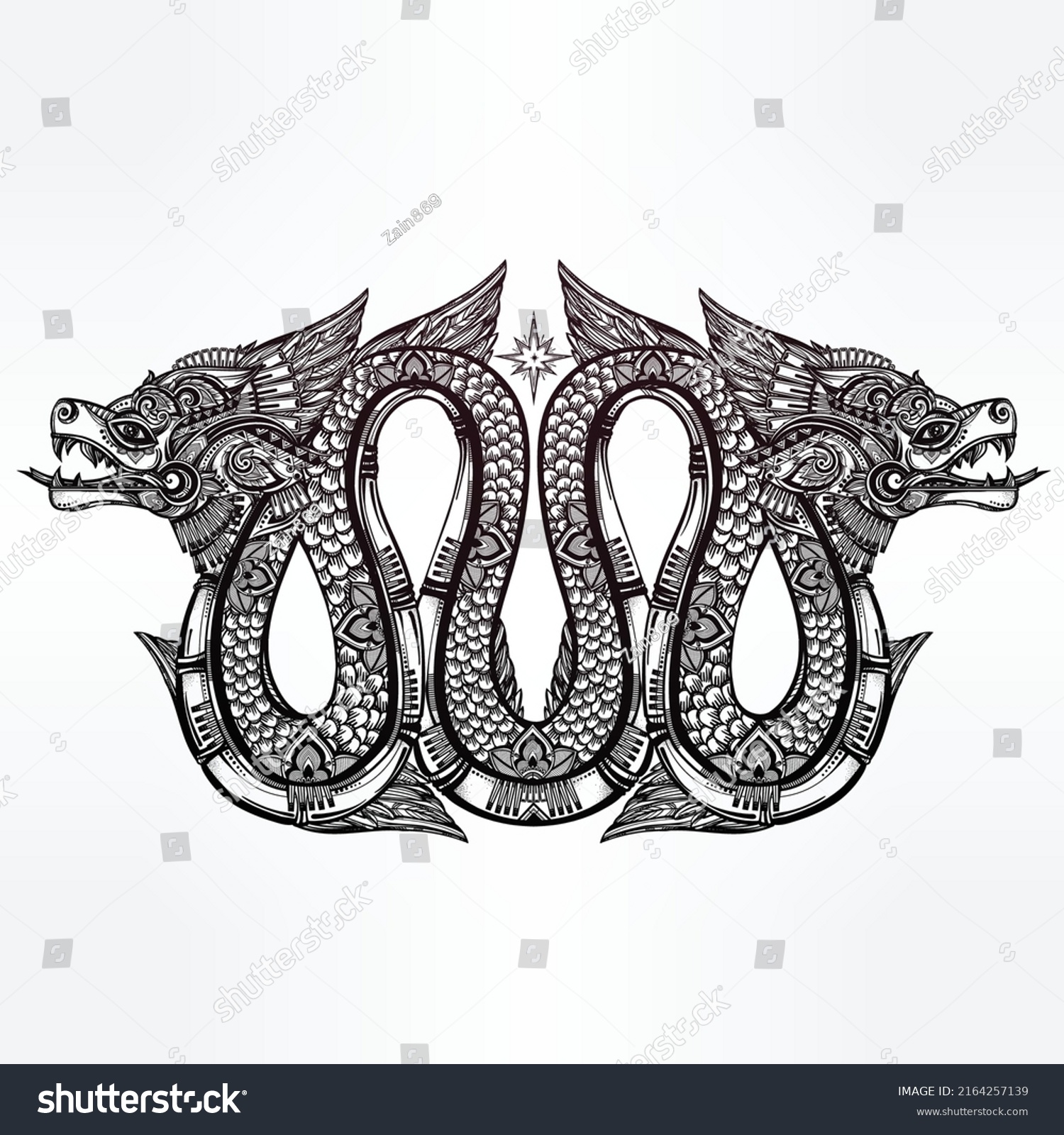 Double Face Dragon Tattoo Design Complex Stock Vector (Royalty Free ...