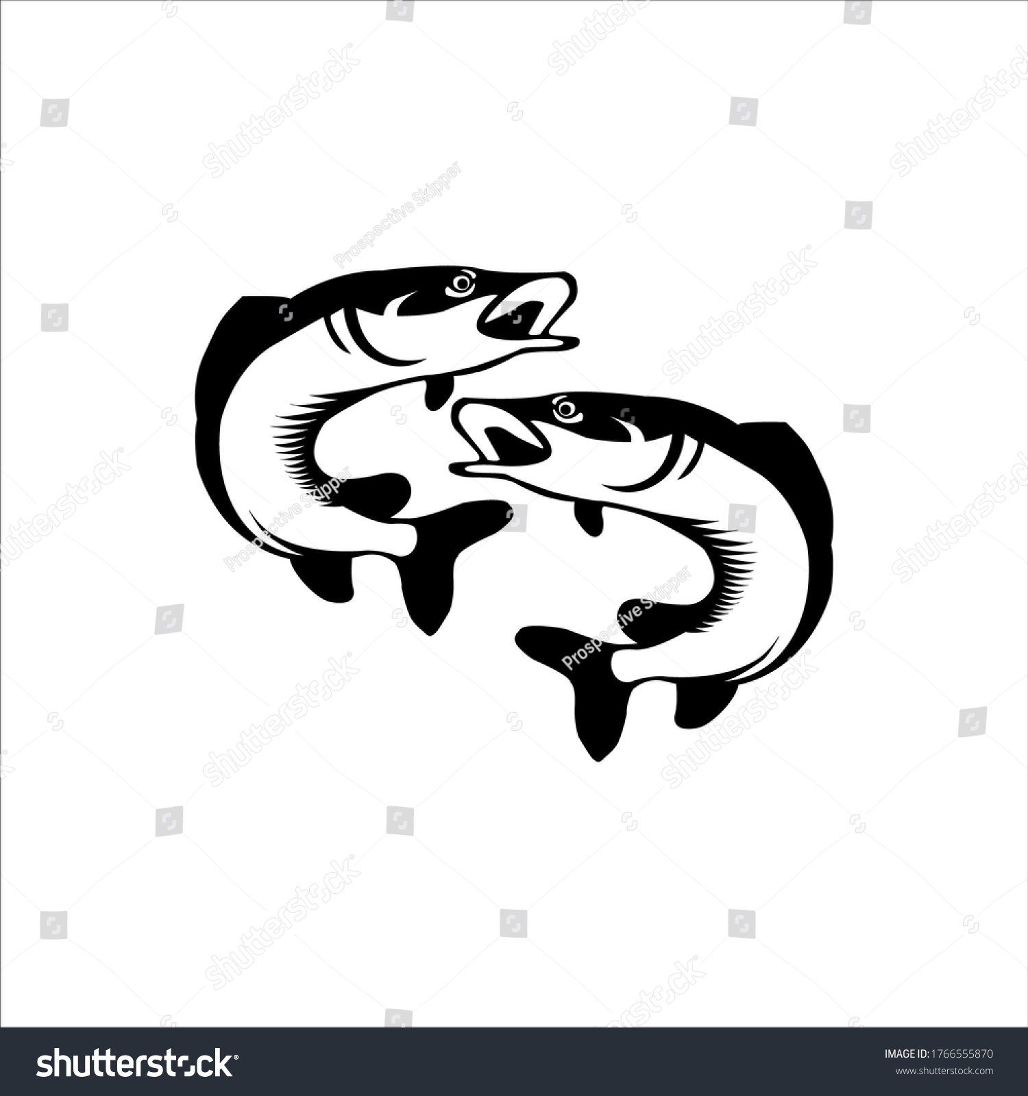 Double Fish Logo Design Template Stock Vector (Royalty Free) 1766555870