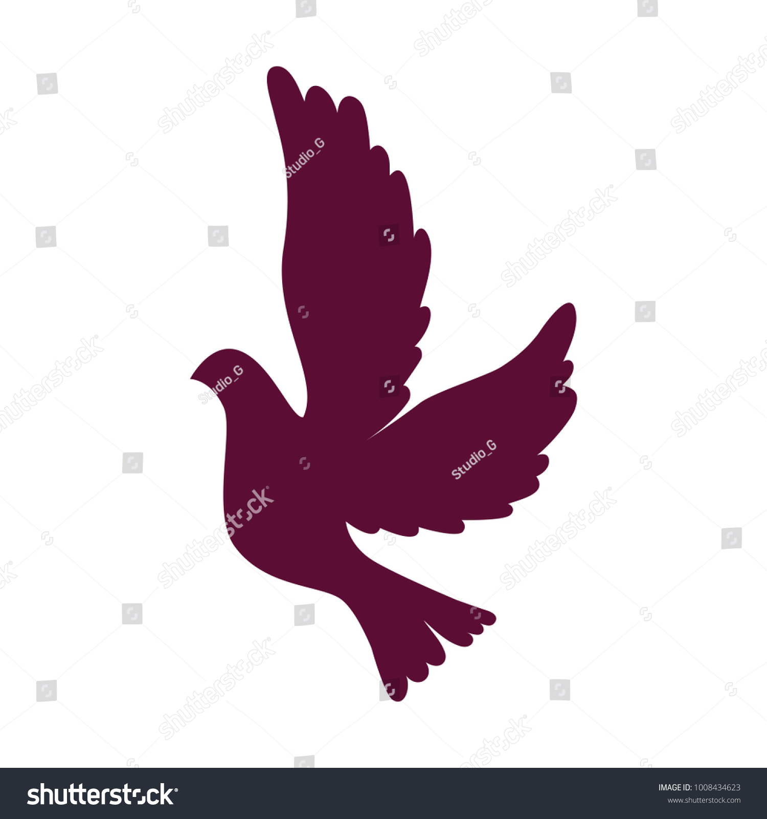 Dove Flying Isolated Icon Stock Vector (Royalty Free) 1008434623