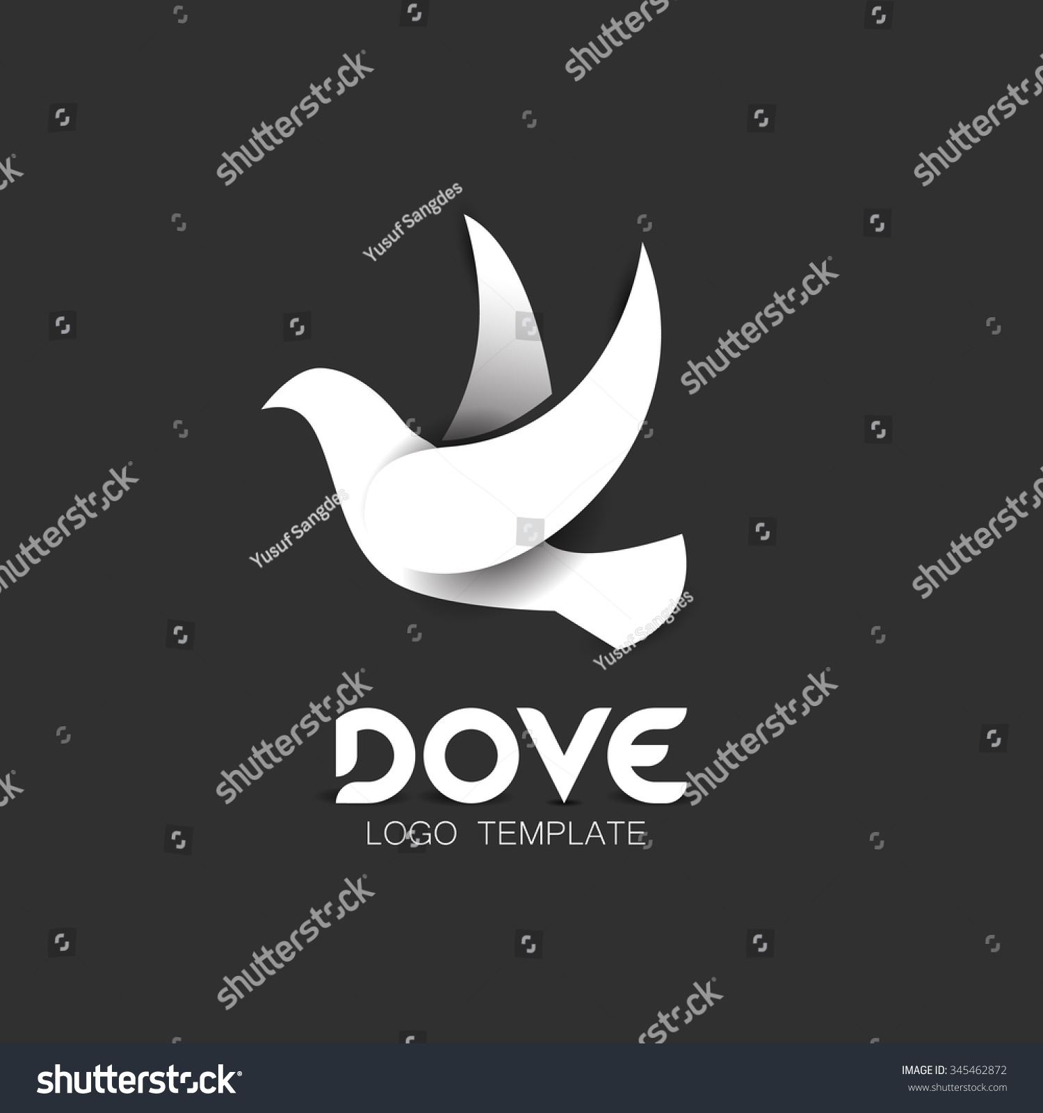 Dove Icon Logo Template Stock Vector (Royalty Free) 345462872 ...