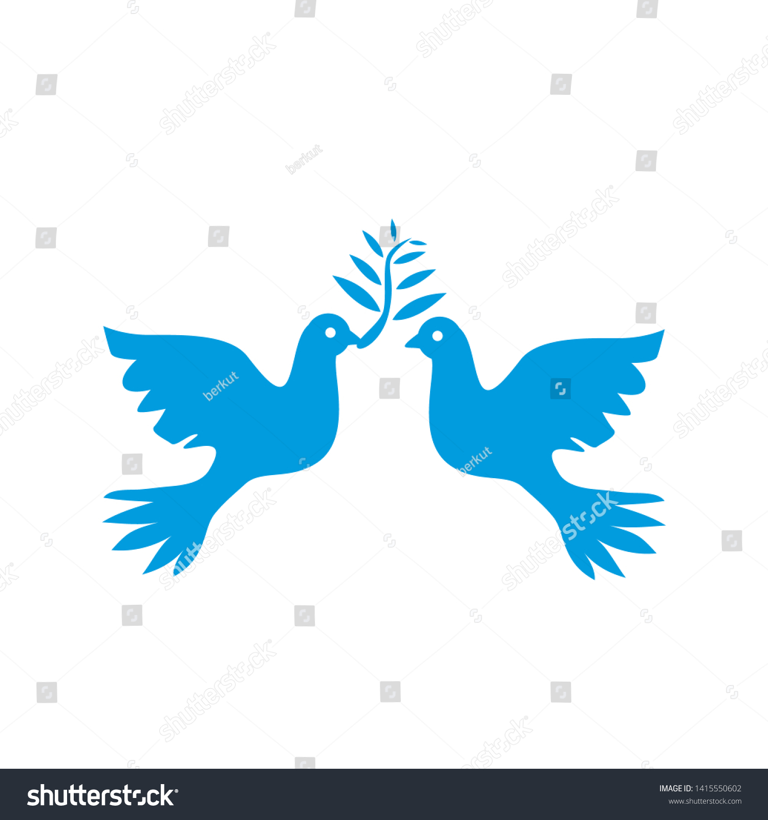 Dove Vector Isolated Blue Icon Stock Vector (Royalty Free) 1415550602