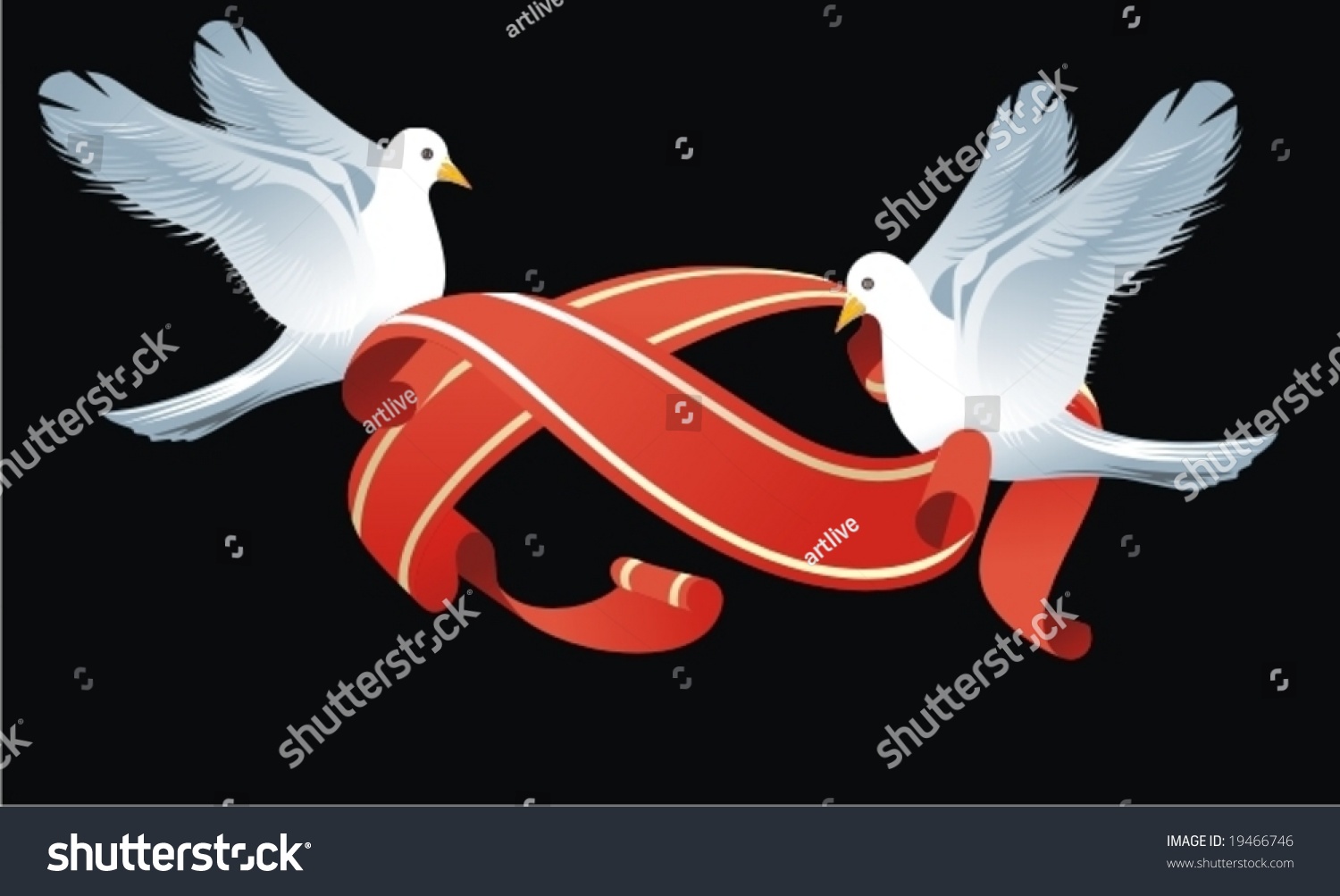 Doves Ribbons Stock Vector 19466746 - Shutterstock
