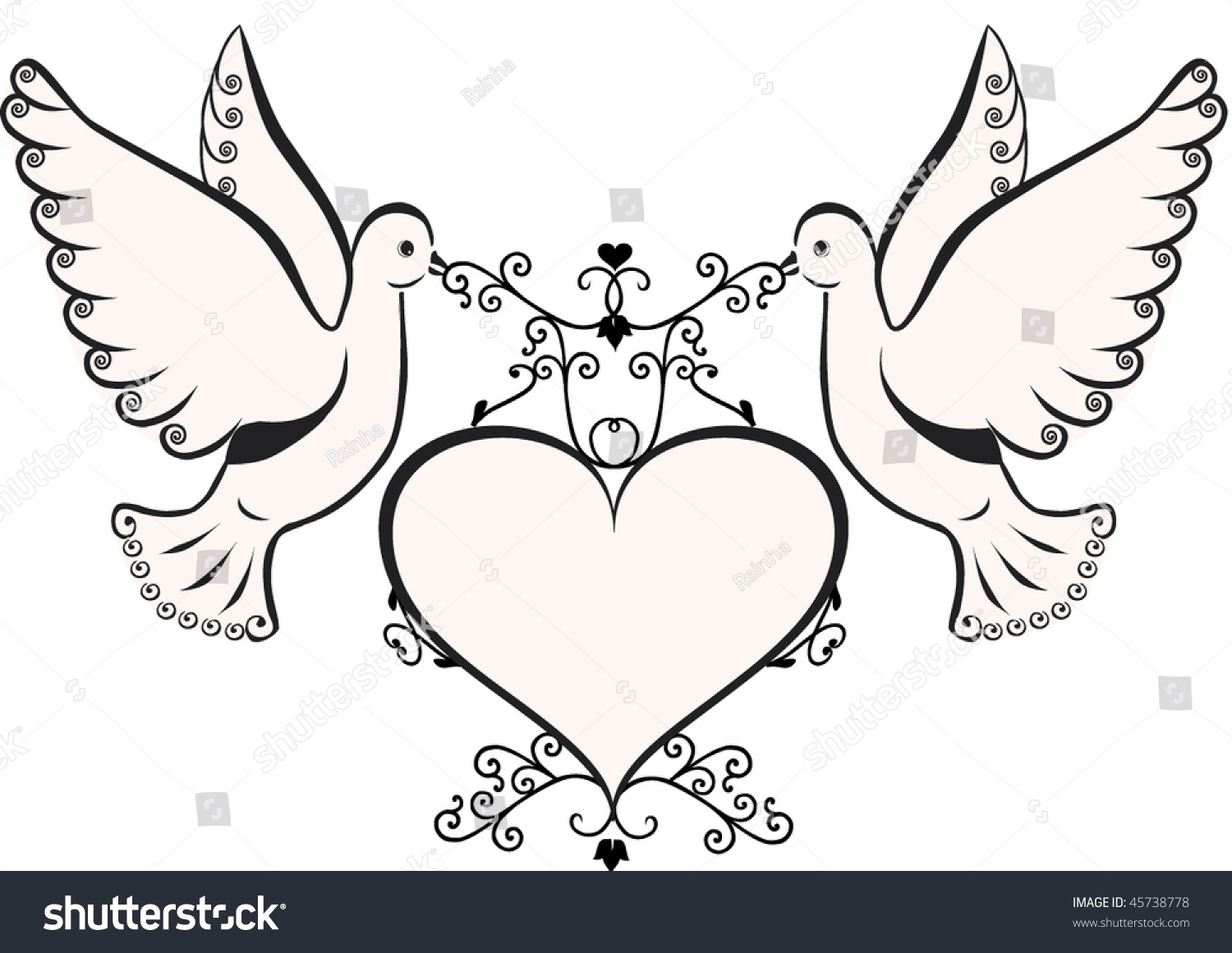 Doves With Heart. Stock Vector Illustration 45738778 : Shutterstock