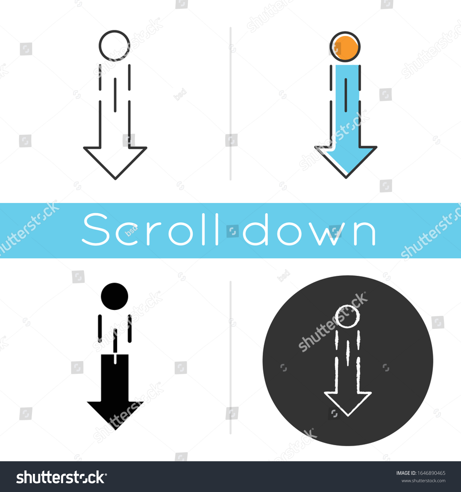 Down Arrow Circle Icon Vertical Scrolling Stock Vector (Royalty Free ...