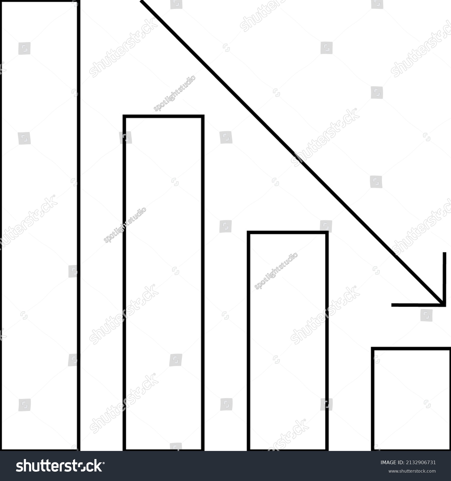 Downwards Graph Flat Thin Line Icon Stock Vector (Royalty Free ...
