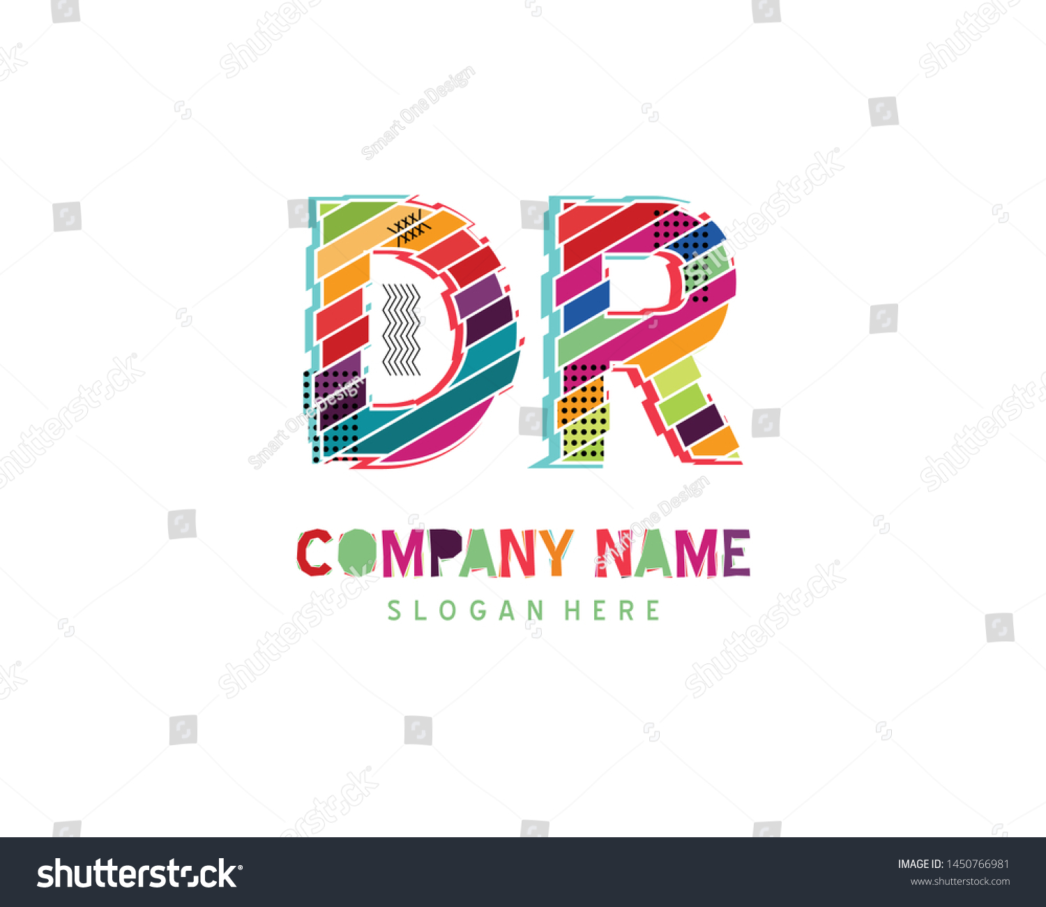 Dr Full Color Initial Logo Vector: vector de stock (libre de regalías ...