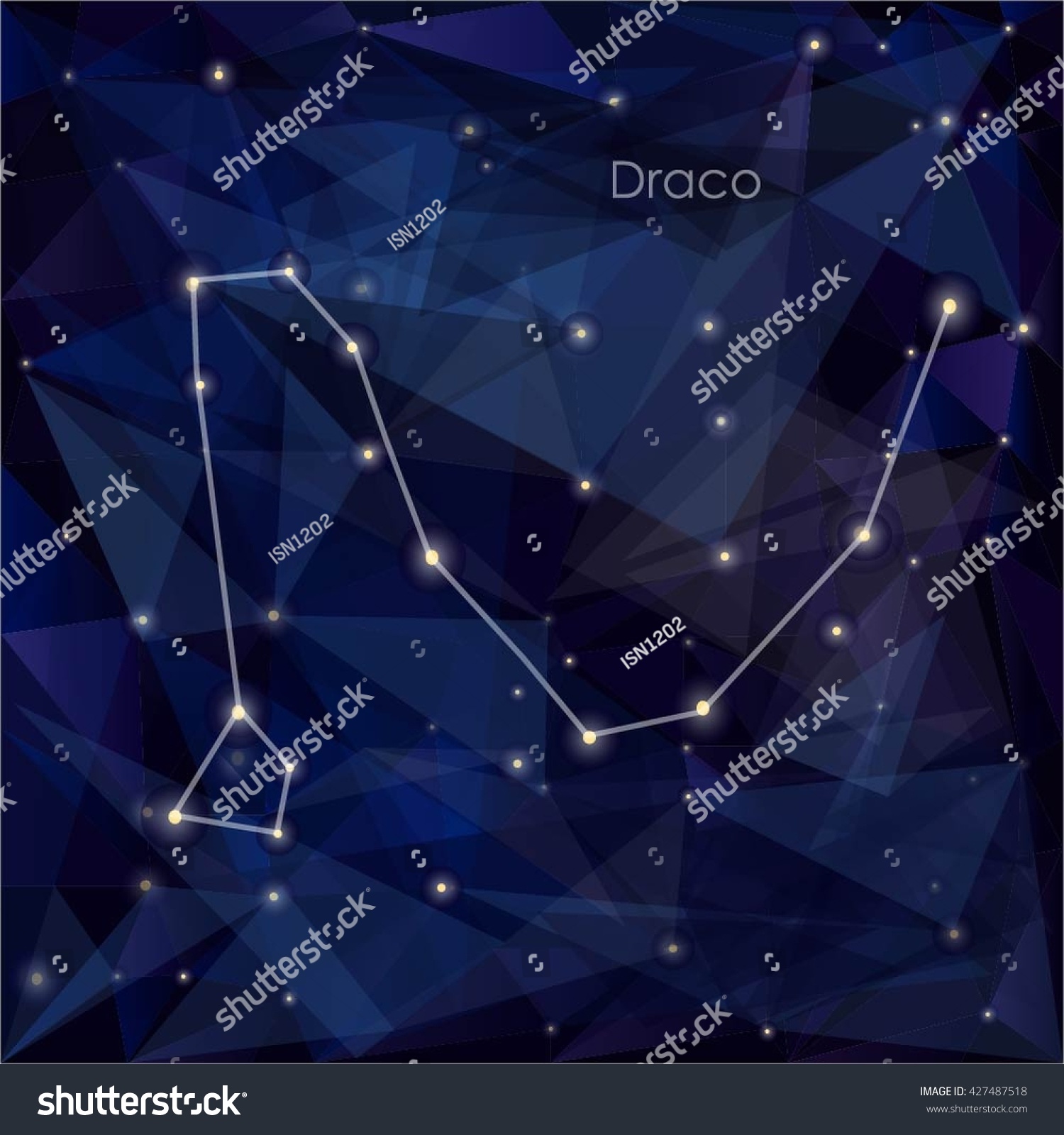 Draco Constellation Night Sky Background Triangulation: เวกเตอร์สต็อก ...