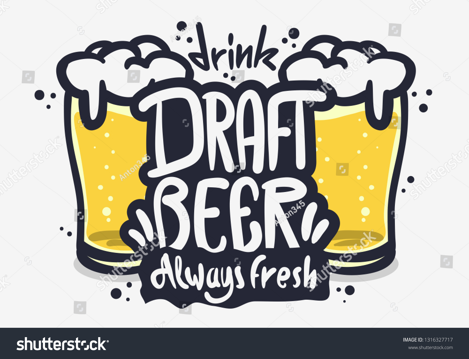 Draft Beer Hand Drawn Vector Design Stock Vector (Royalty Free) 1316327717