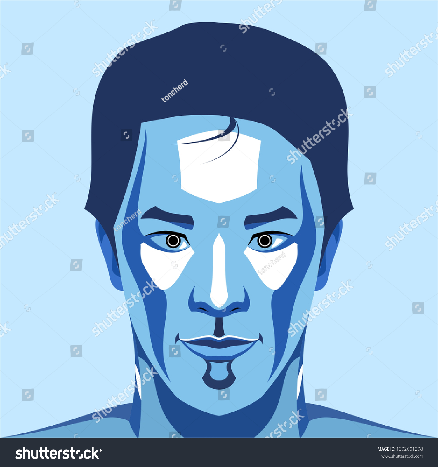 Drafting Man Face Portrait Shading Monotone Stock Vector (Royalty Free ...