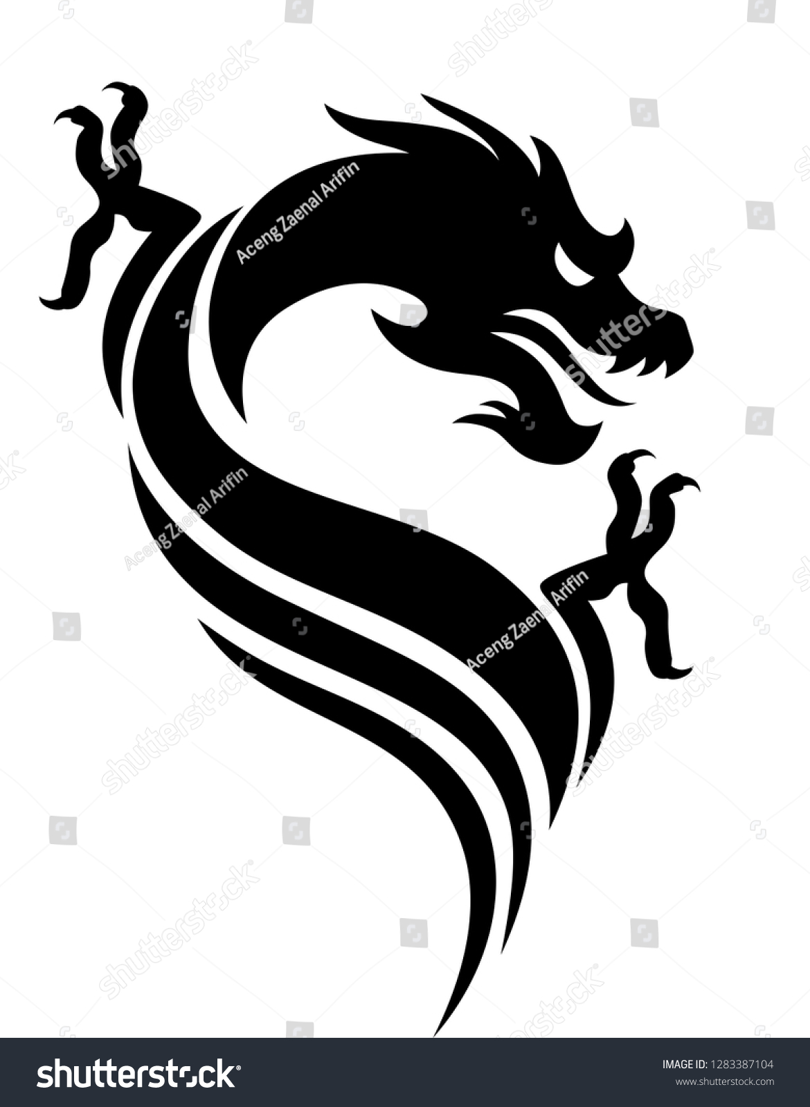 Dragon Black Graphic Stock Vector (Royalty Free) 1283387104 | Shutterstock