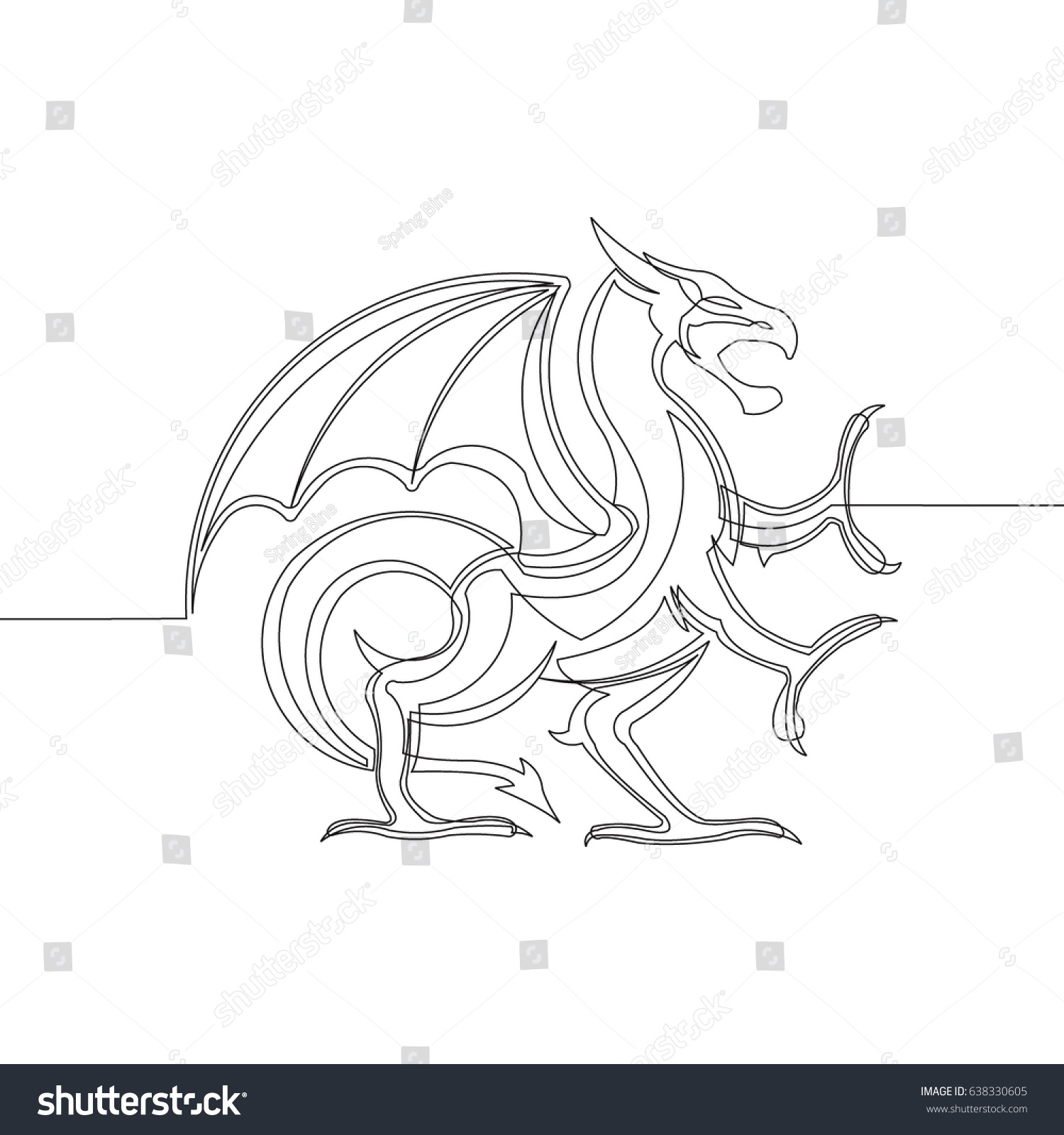 Dragon Design Vector Continuous Line Style Stock Vector (Royalty Free ...