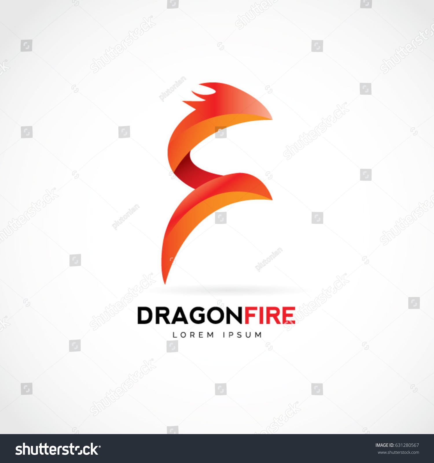 Dragon Fire Logo Design Symbol Stock Vector (Royalty Free) 631280567 ...