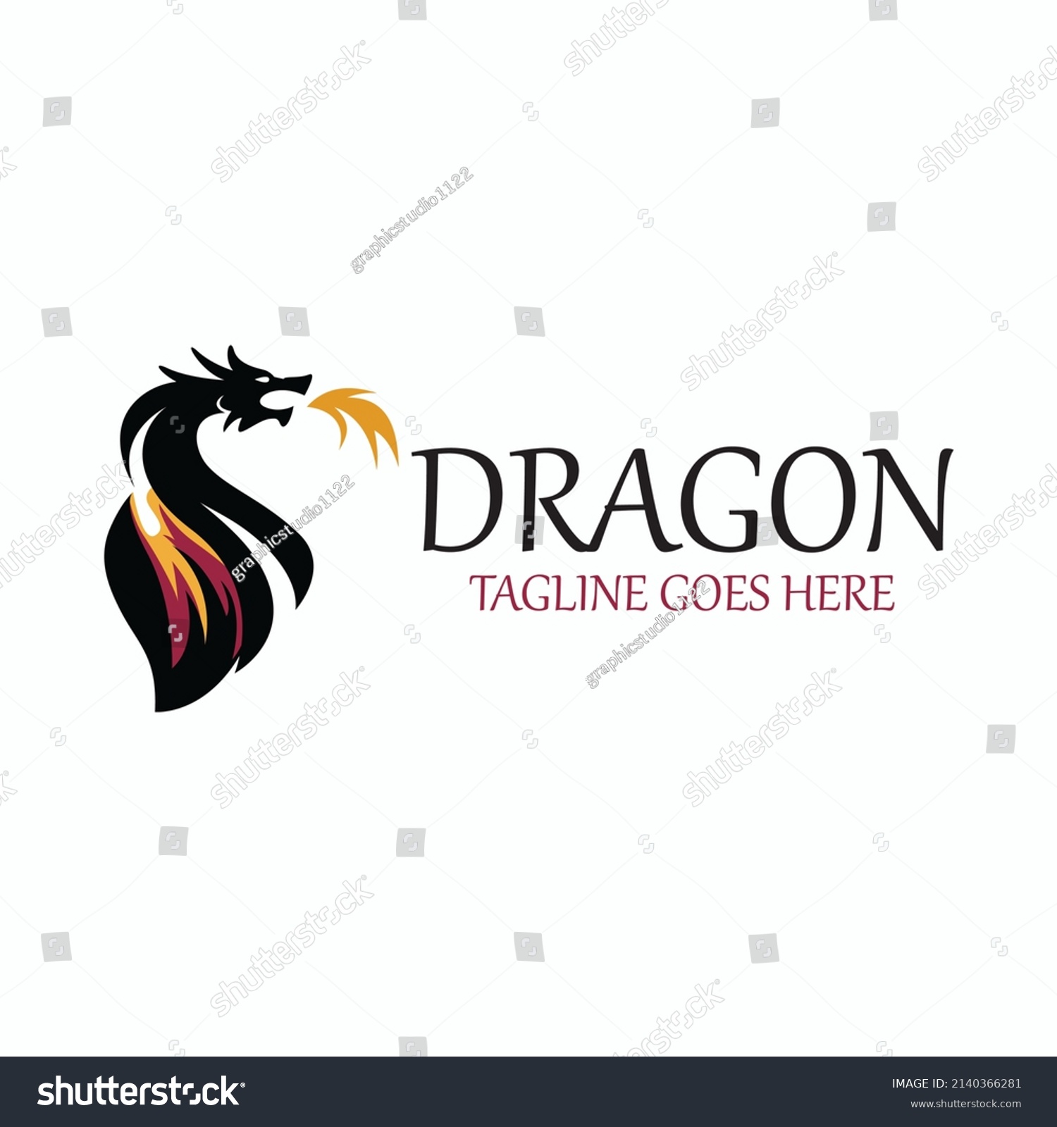 Dragon Fire Logo Design Template Vector Stock Vector (Royalty Free ...
