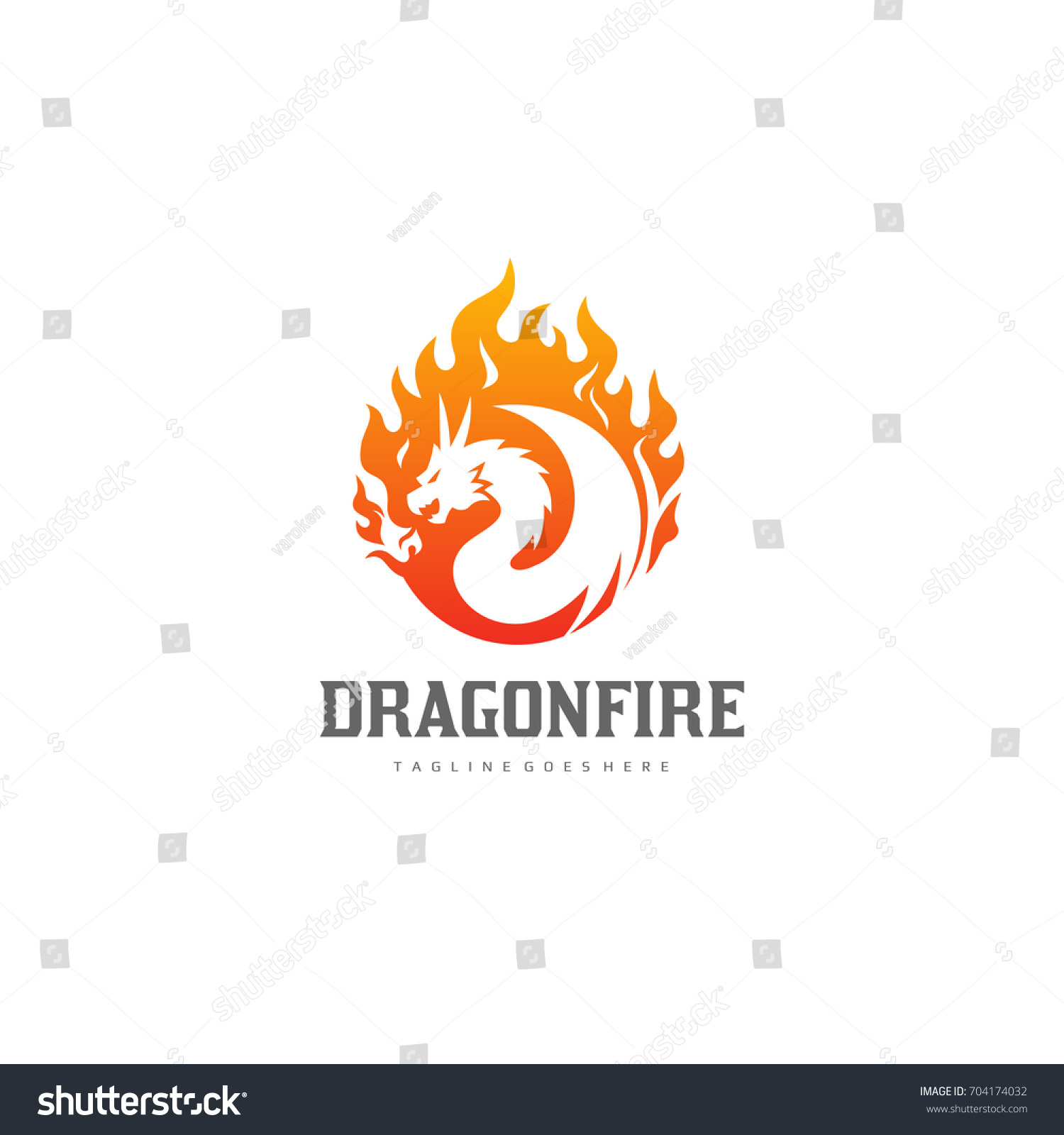 Dragon Fire Logo Flame Dragon Vector: vector de stock (libre de ...